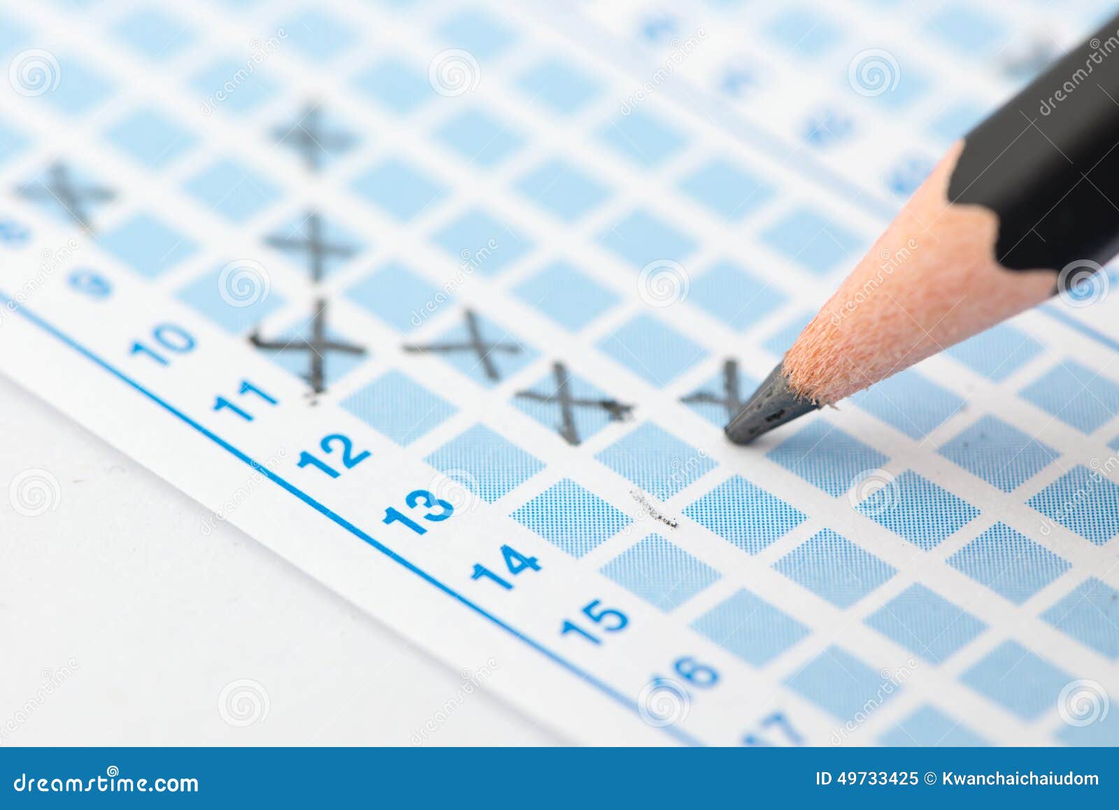 Filled Answer Sheet Focus on Pencil Stock Image - Image of choice ...