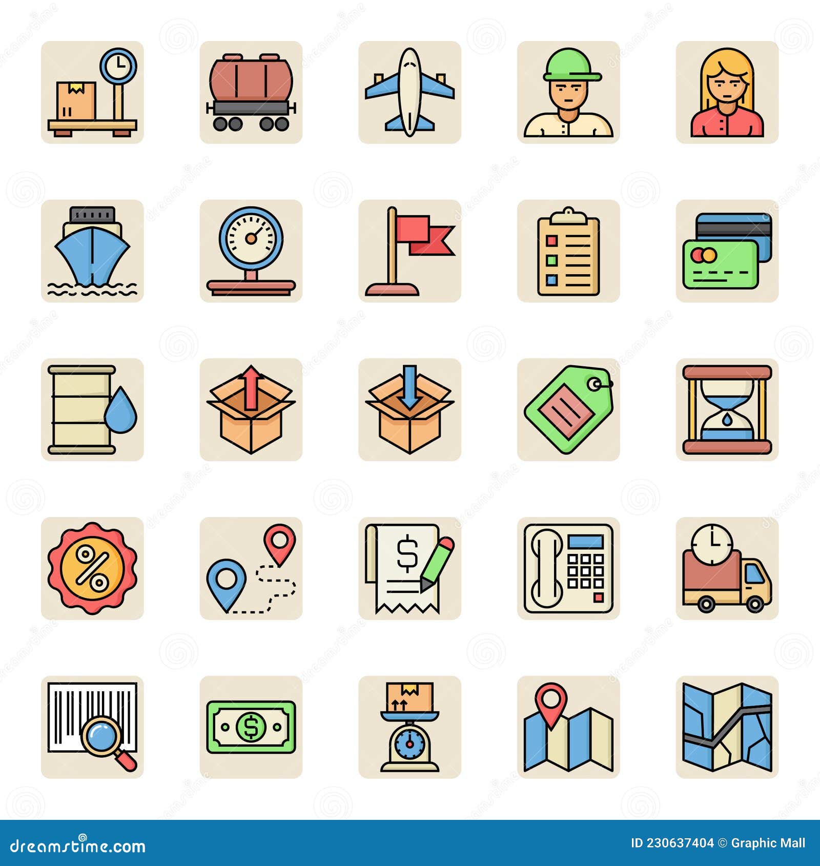 Filled Color Outline Icons for Logistics Delivery. Stock Vector ...