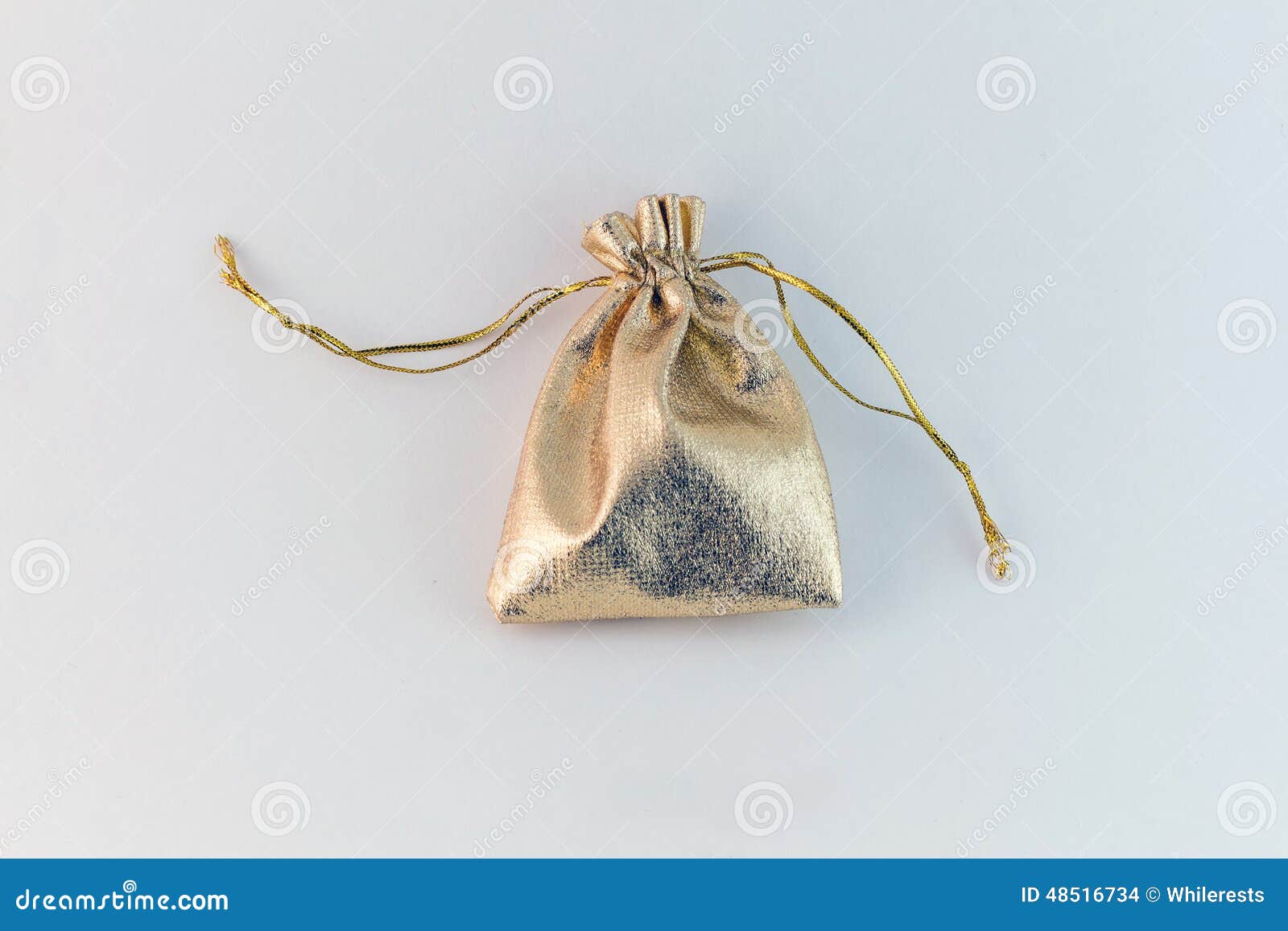Filled Gift Gold Sack Isolated on White Background Stock Photo - Image ...