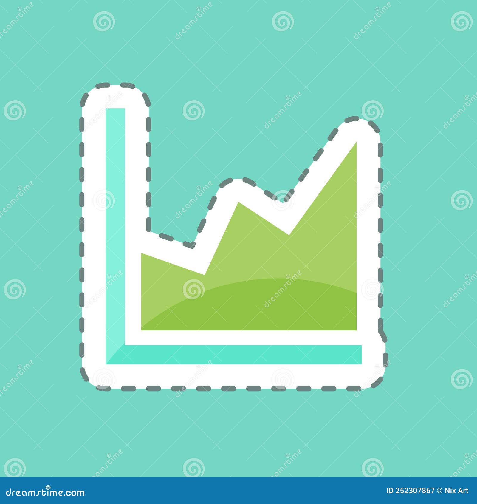 Filled Graph Sticker in Trendy Line Cut Isolated on Blue Background ...