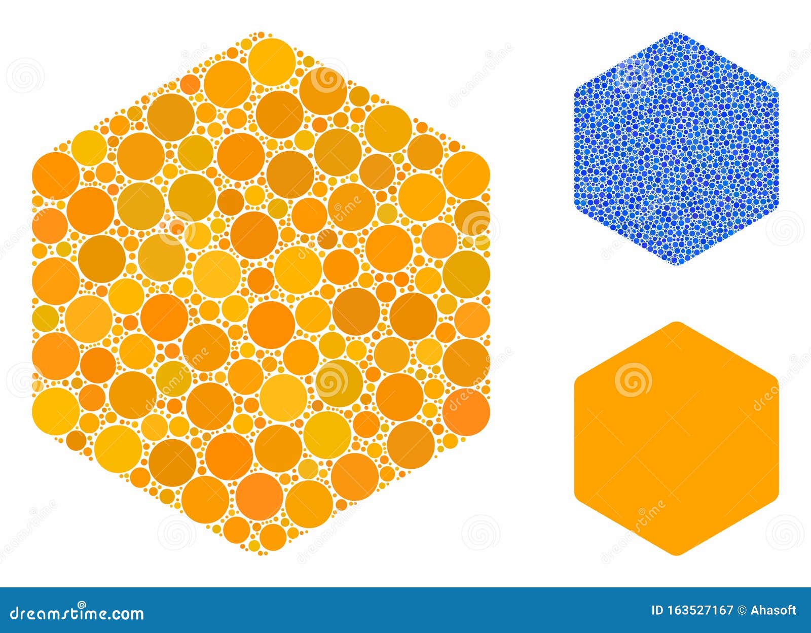 Filled Hexagon Composition Icon of Circle Dots Stock Illustration ...