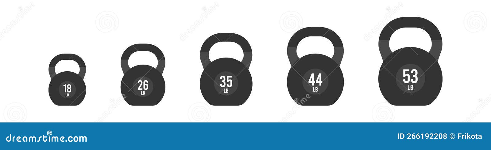 Filled Icon Set Kettlebells. Different Weights and Sizes: 18, 26, 35 ...