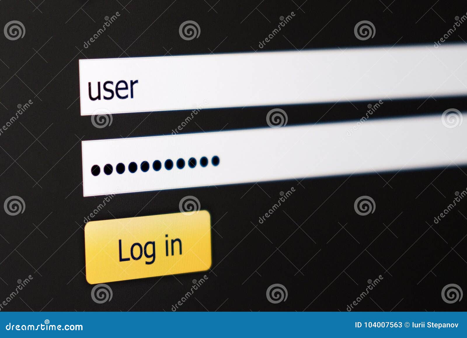 Filled Login and Hidden by Dots Password at Login Screen Stock Image ... Filled Login and Hidden by Dots Password at Login Screen Stock Image ...