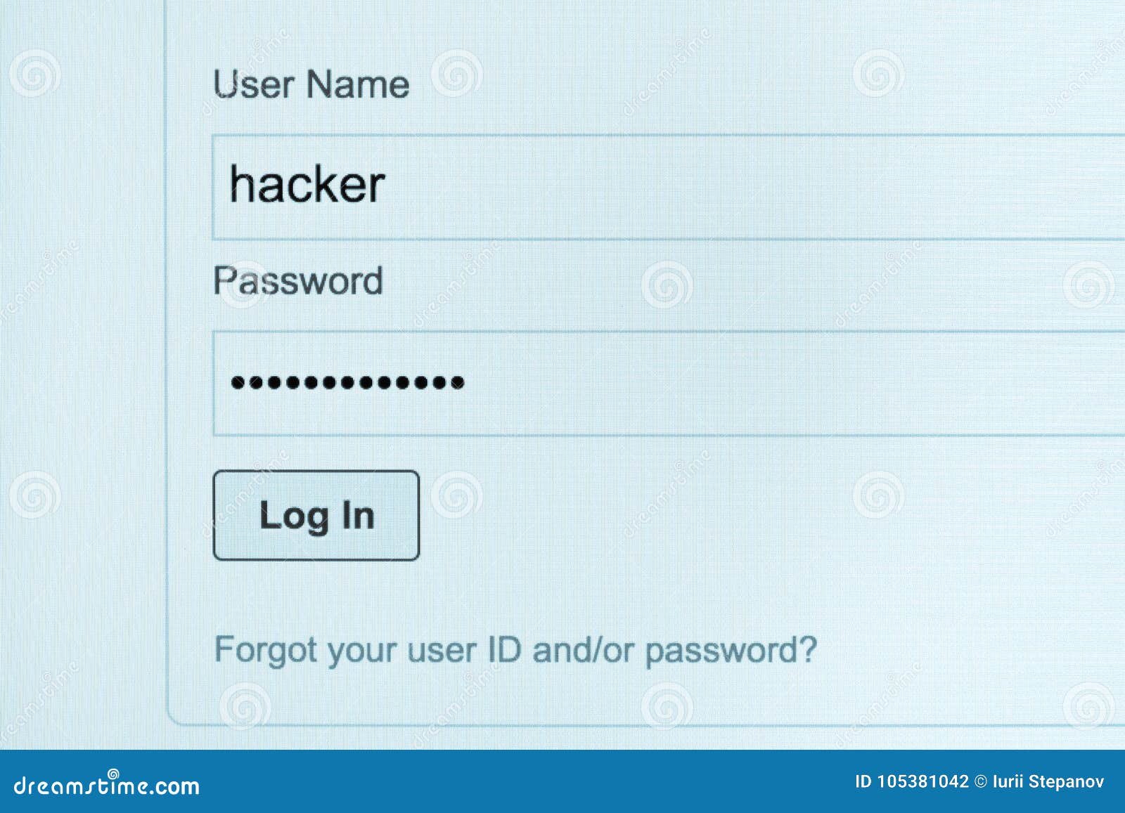 Filled Login And Hidden By Dots Password At Login Screen Stock Photo ...