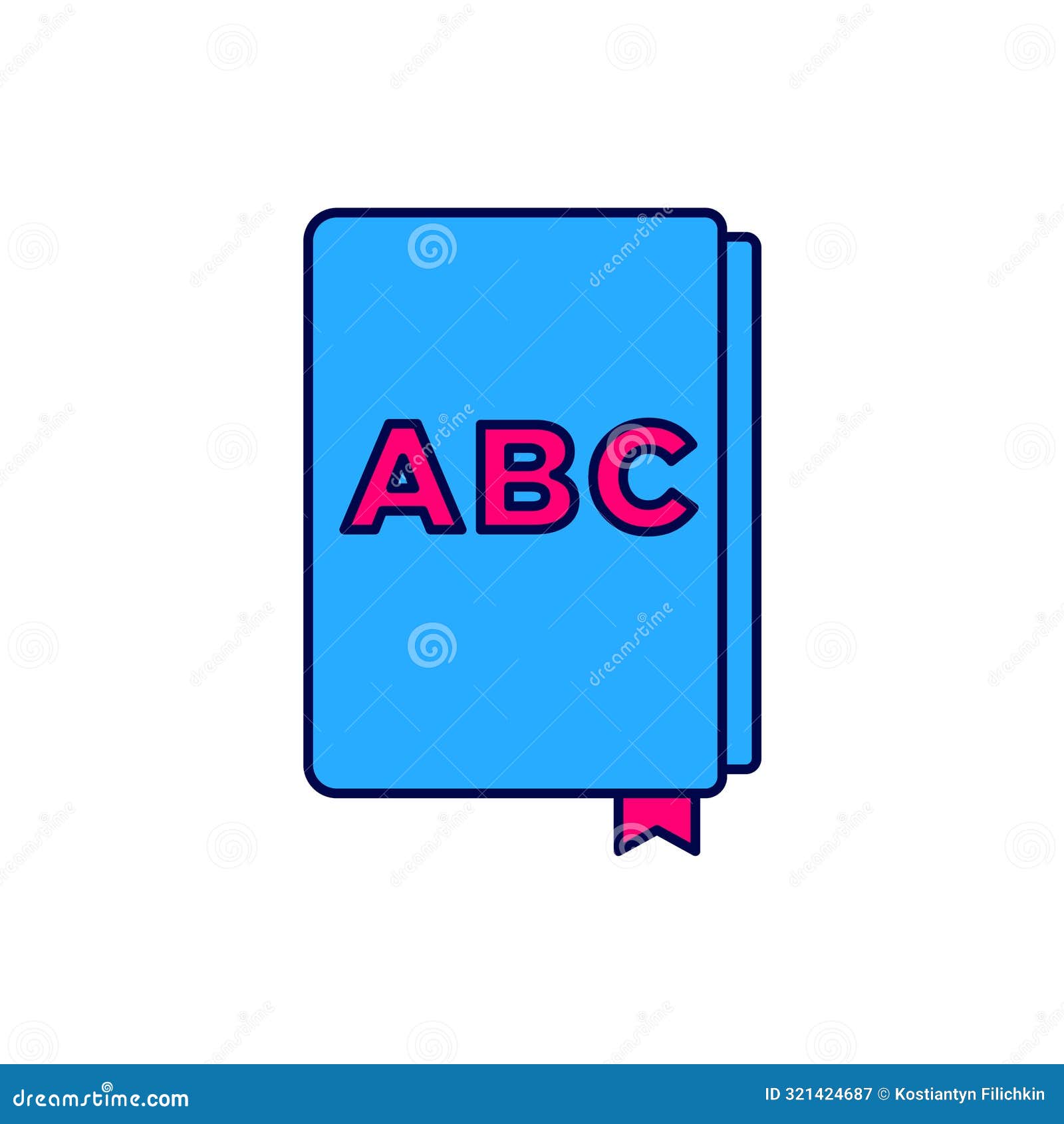 Filled Outline ABC Book Icon Isolated on White Background. Dictionary ...