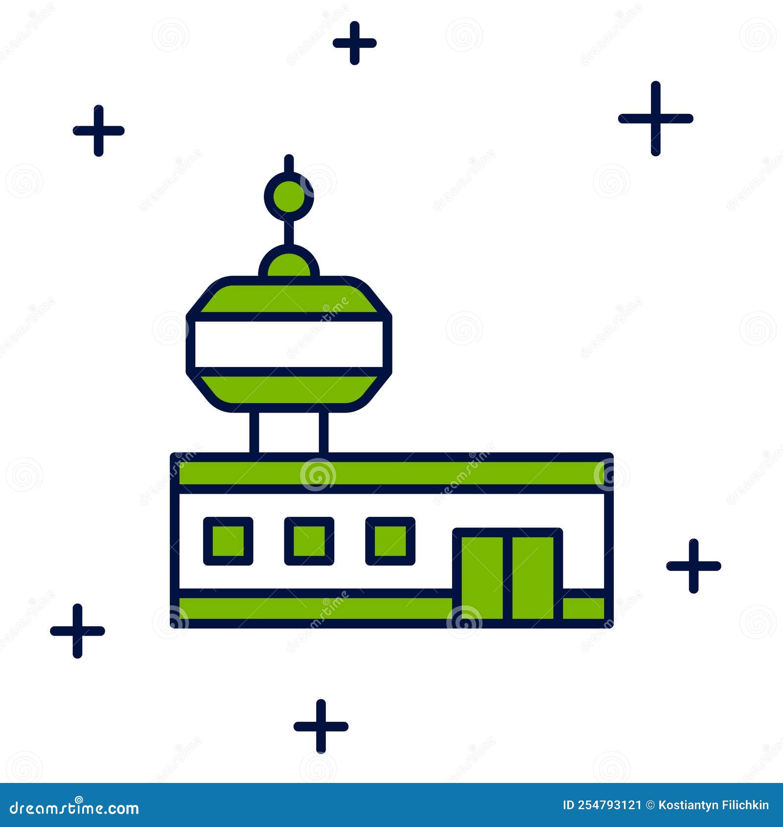 Filled Airport Terminal Icon Set. Contain Flat Extinguisher, Lifesaver ...