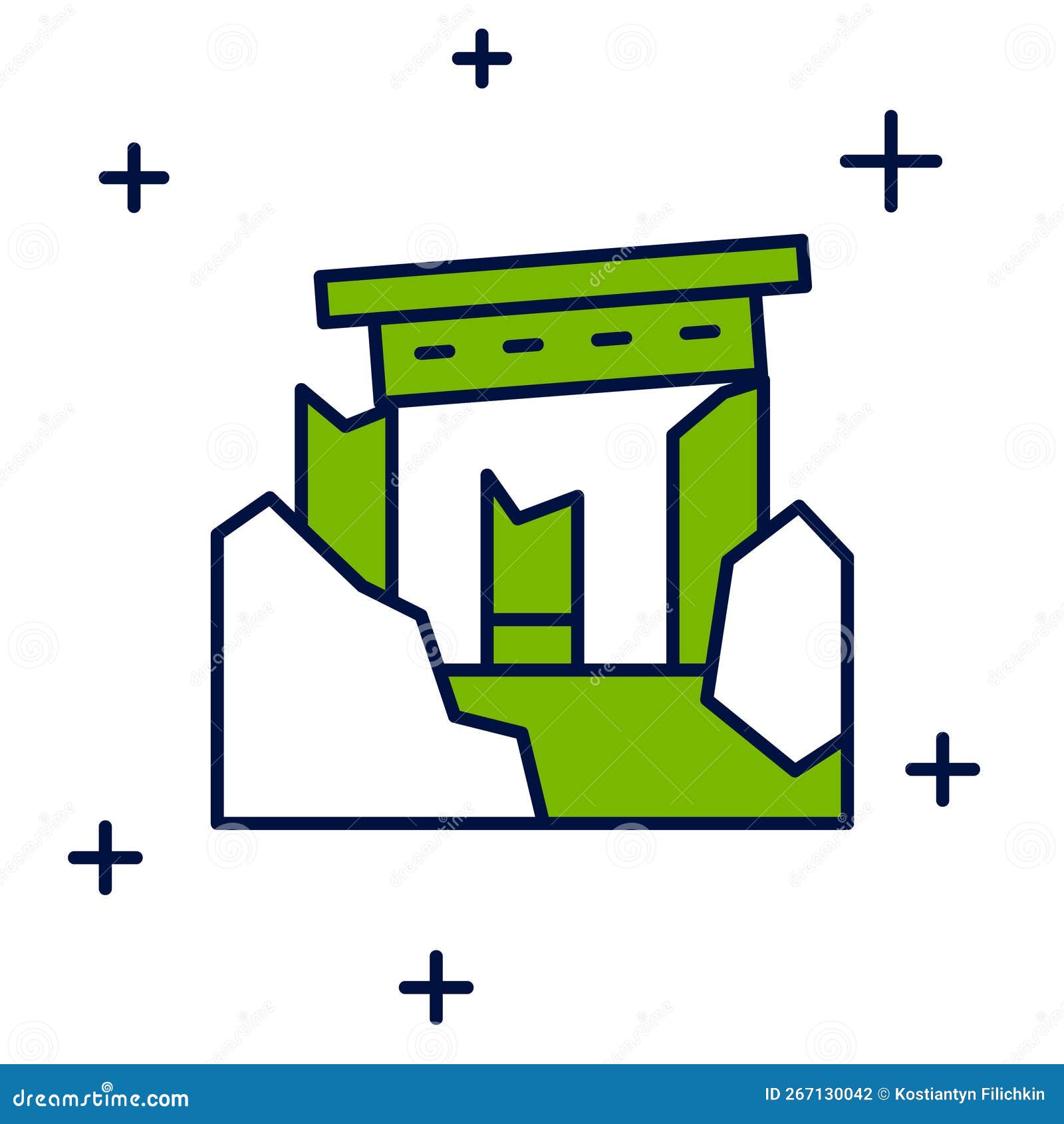 Filled Outline Ancient Ruins Icon Isolated on White Background. Vector ...