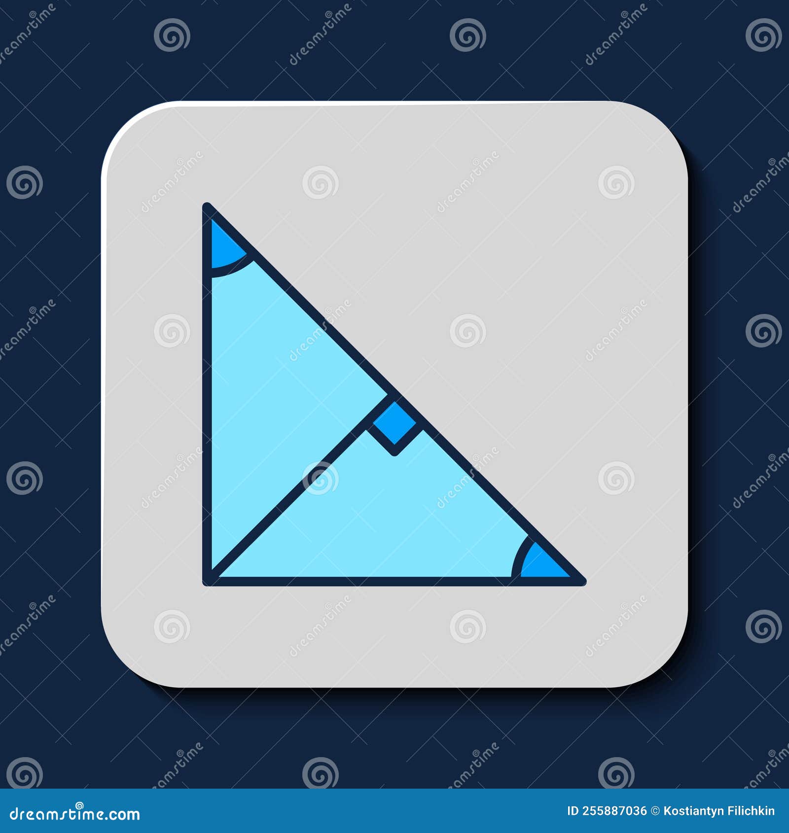 Filled Outline Angle Bisector of a Triangle Icon Isolated on Blue ...