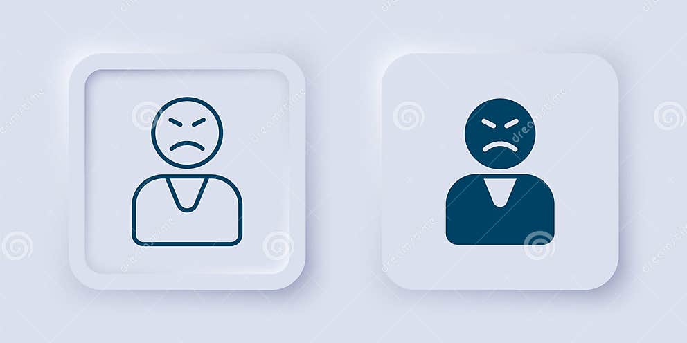 Filled and Outline Angry Customer Icon Isolated on Grey Background ...