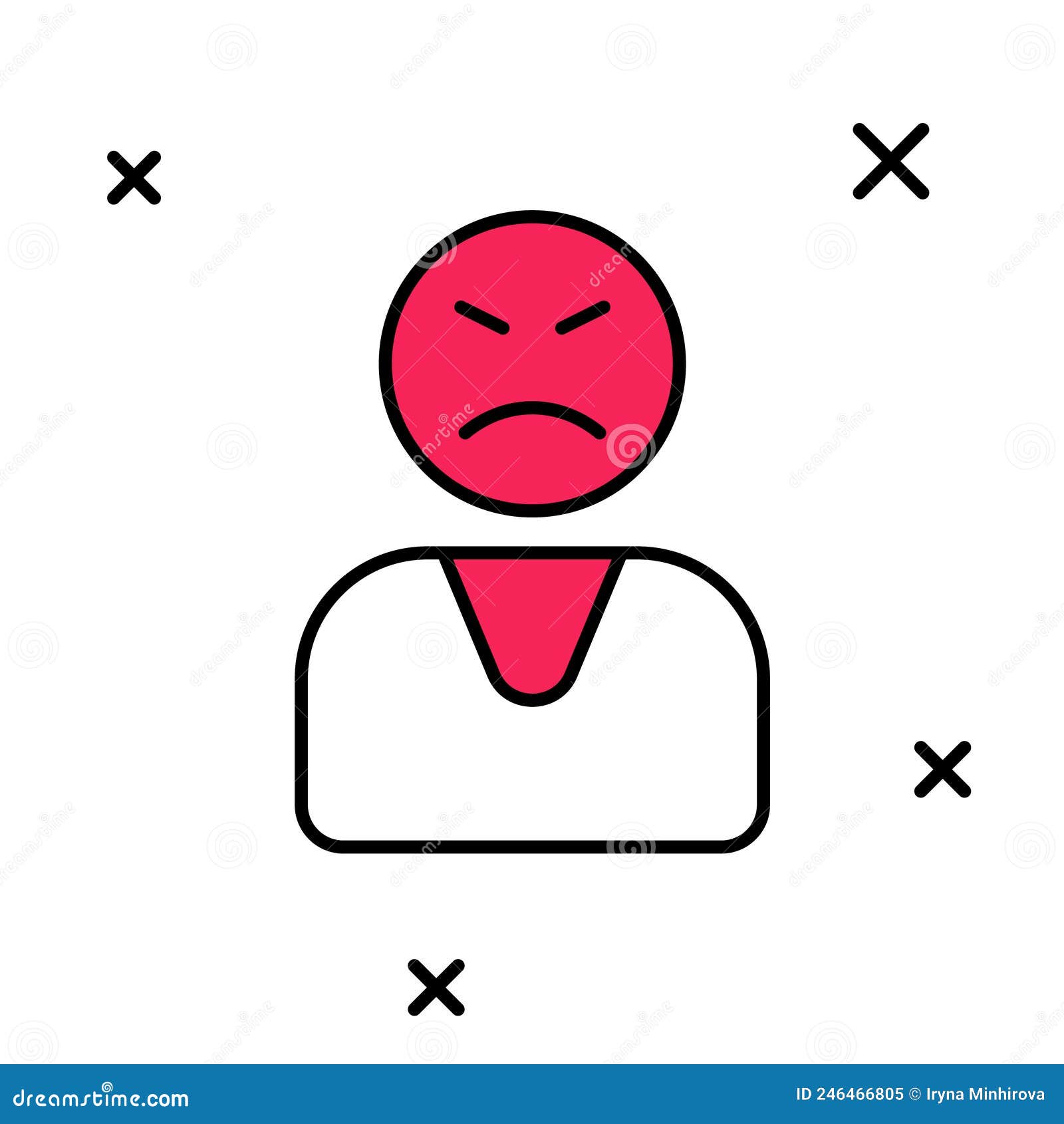 Filled Outline Angry Customer Icon Isolated on White Background. Vector ...