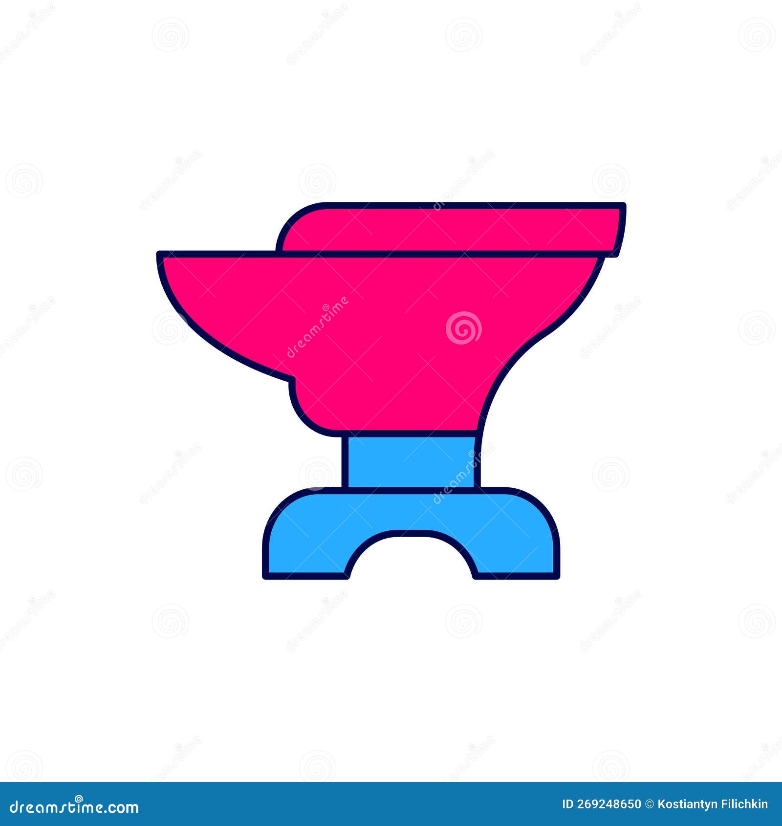 Filled Outline Anvil for Blacksmithing and Hammer Icon Isolated on White Background. Metal ...