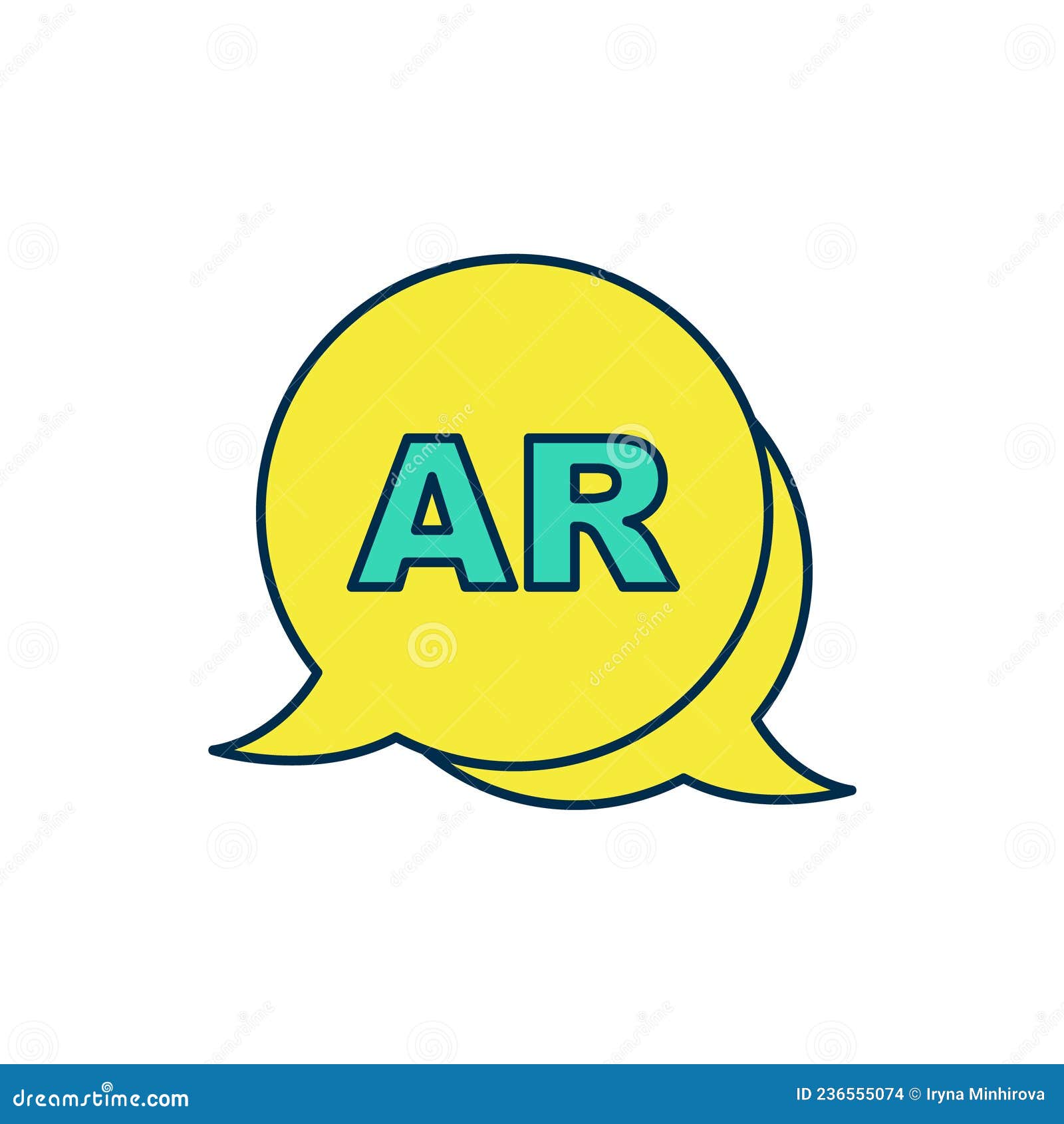 Filled Outline Augmented Reality AR Icon Isolated on White Background ...