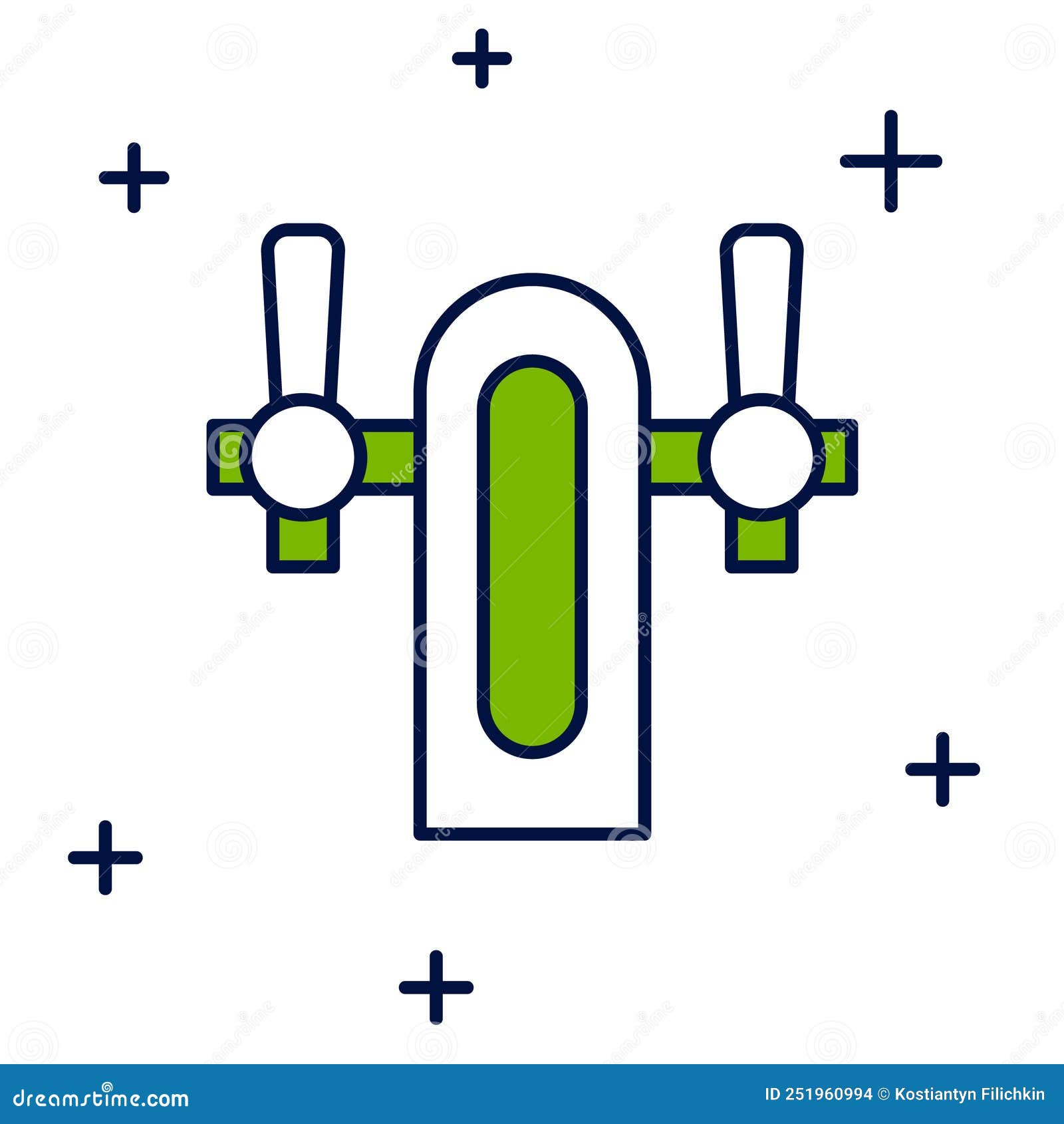 Filled Outline Beer Tap Icon Isolated on White Background. Vector Stock ...