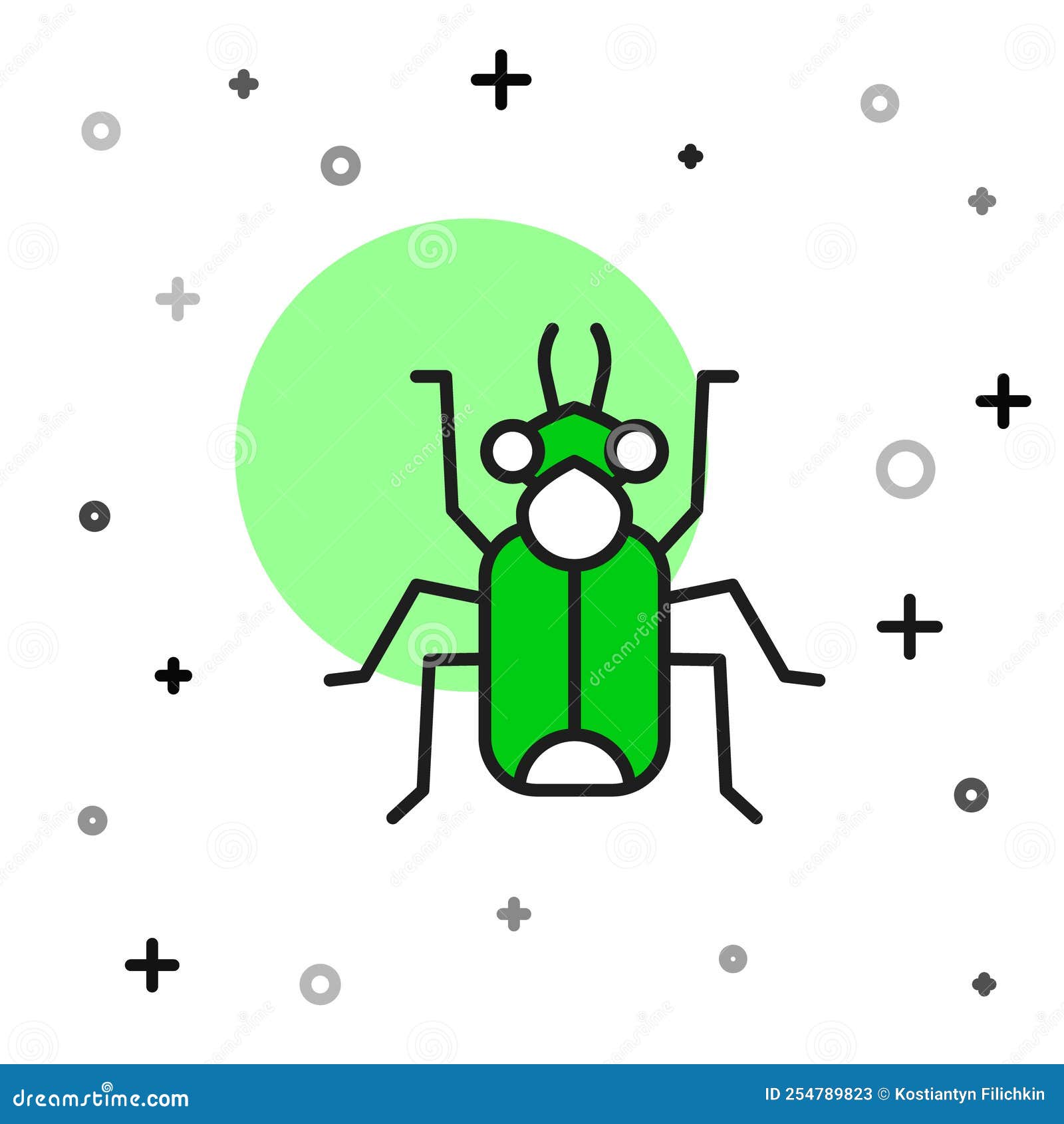 Filled Outline Beetle Bug Icon Isolated on White Background. Vector ...