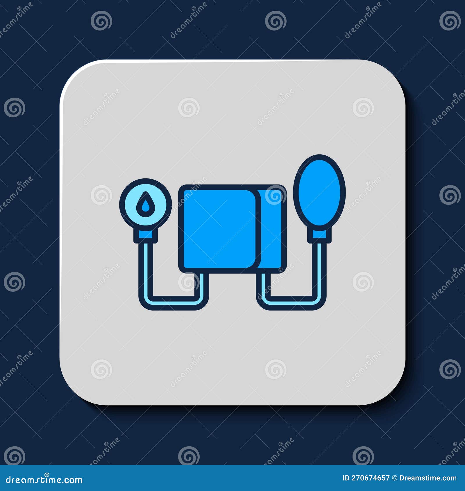 Filled Outline Blood Pressure Icon Isolated on Blue Background. Vector ...