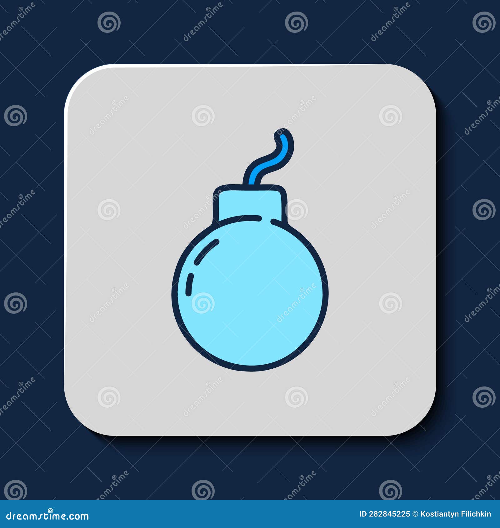 Filled Outline Bomb Ready To Explode Icon Isolated on Blue Background ...