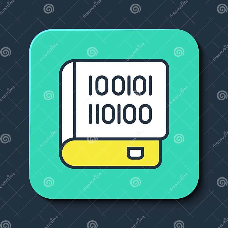 Filled Outline Books about Programming Icon Isolated on Blue Background ...