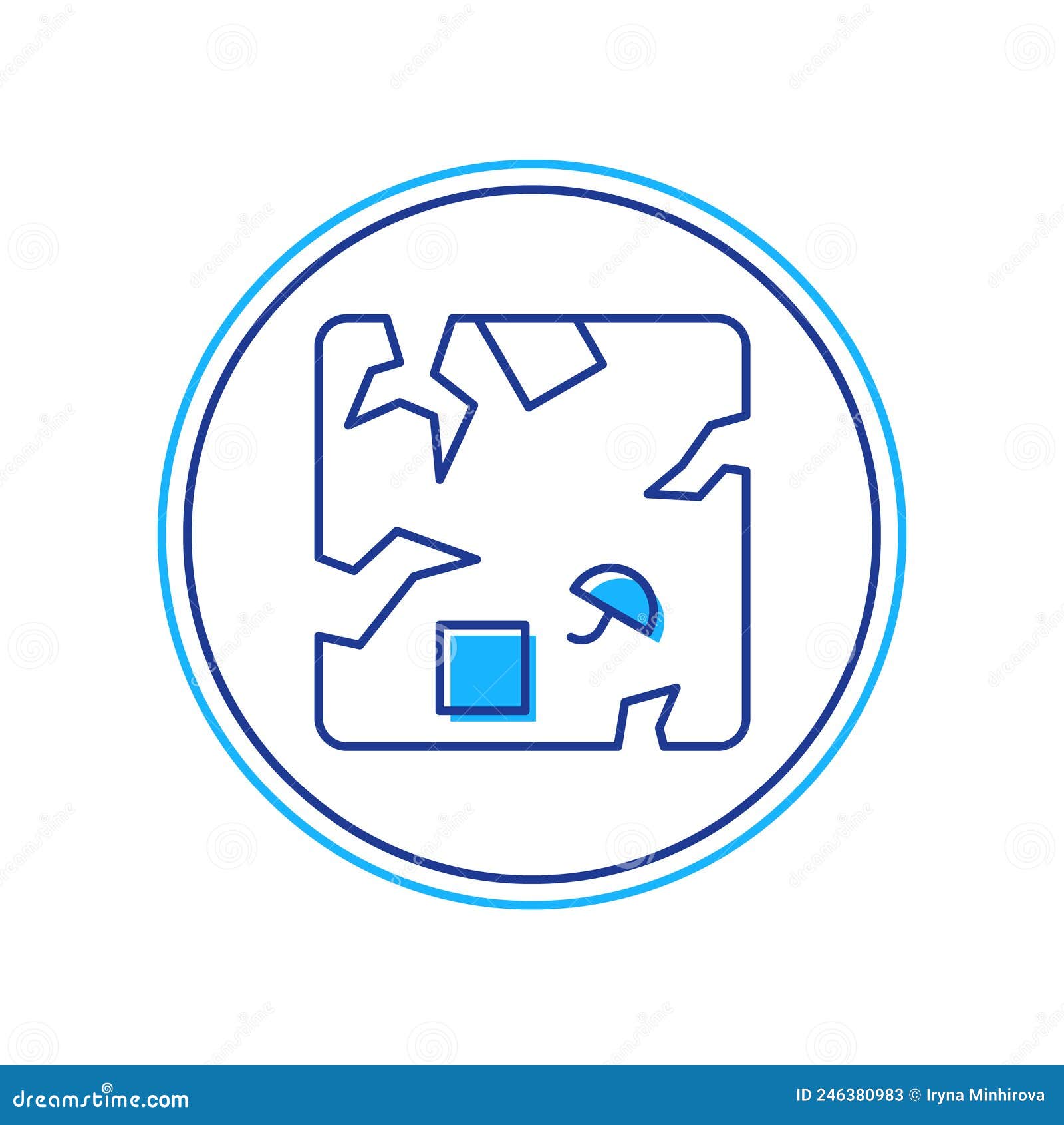 Filled Outline Broken Cardboard Box Icon Isolated on White Background ...