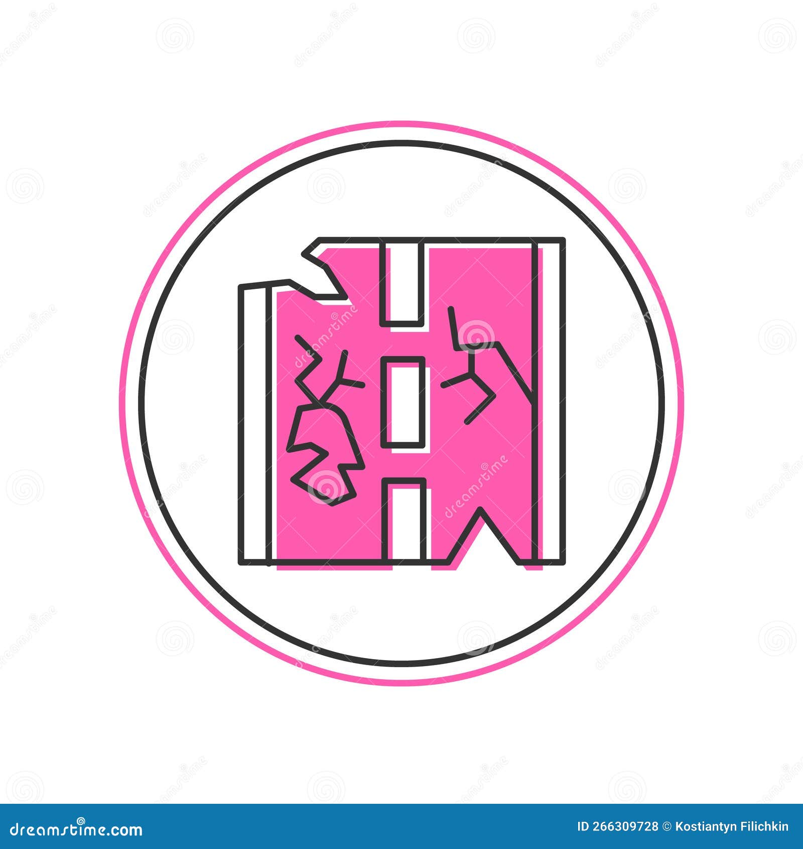 Filled Outline Broken Road Icon Isolated on White Background. Vector ...