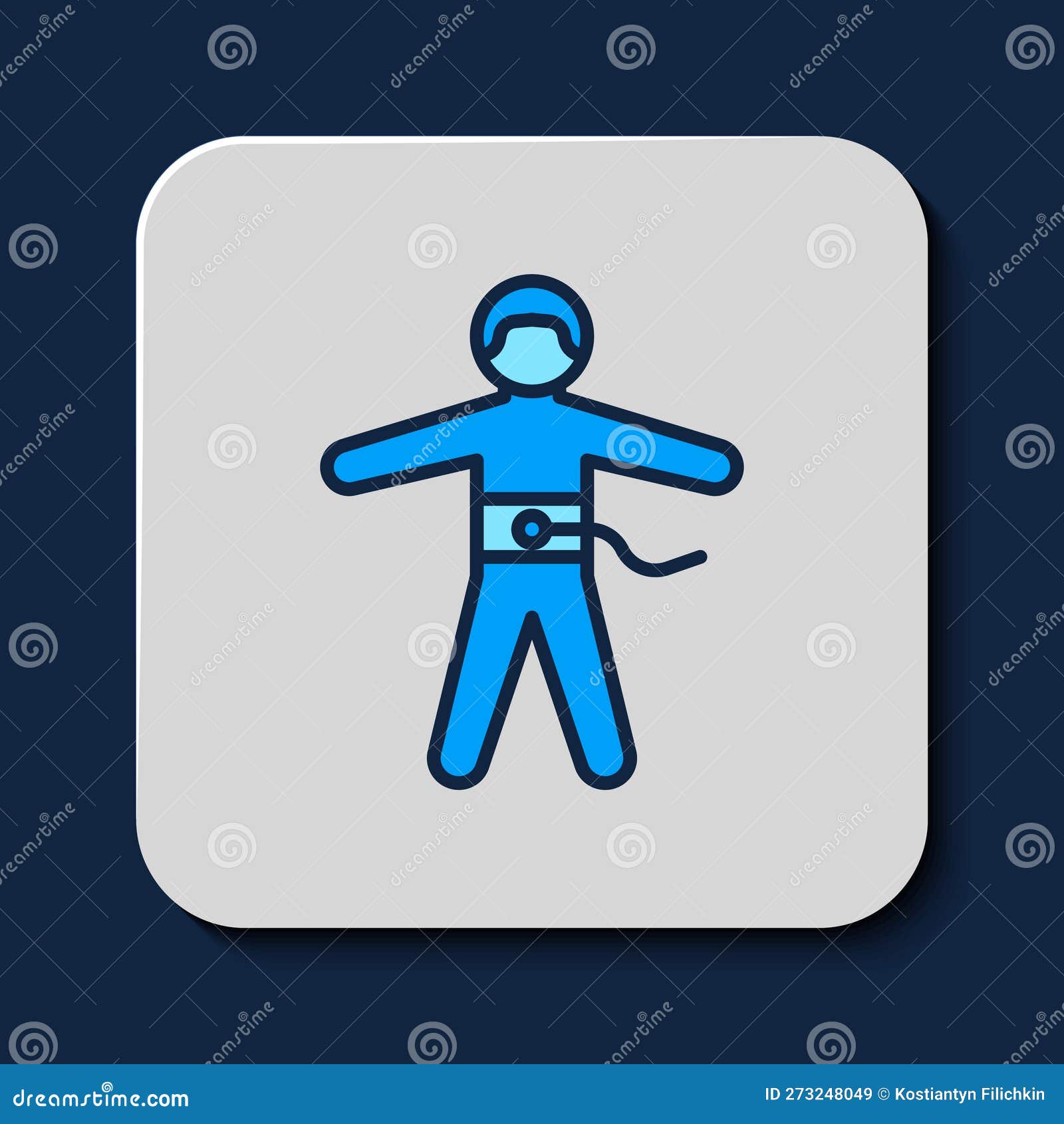 Filled Outline Bungee Jumping Icon Isolated on Blue Background. Vector ...