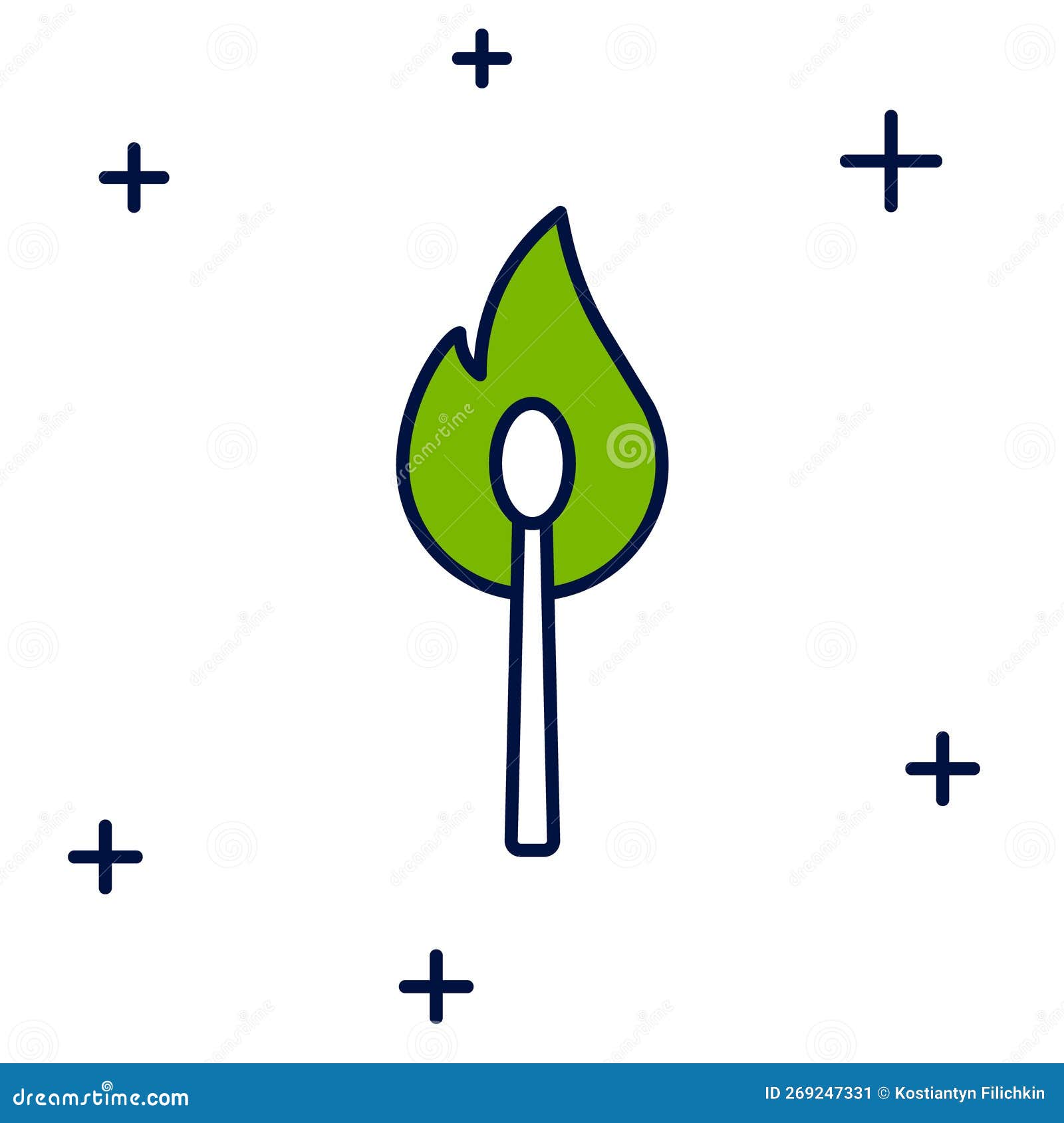 Filled Outline Burning Match with Fire Icon Isolated on White ...