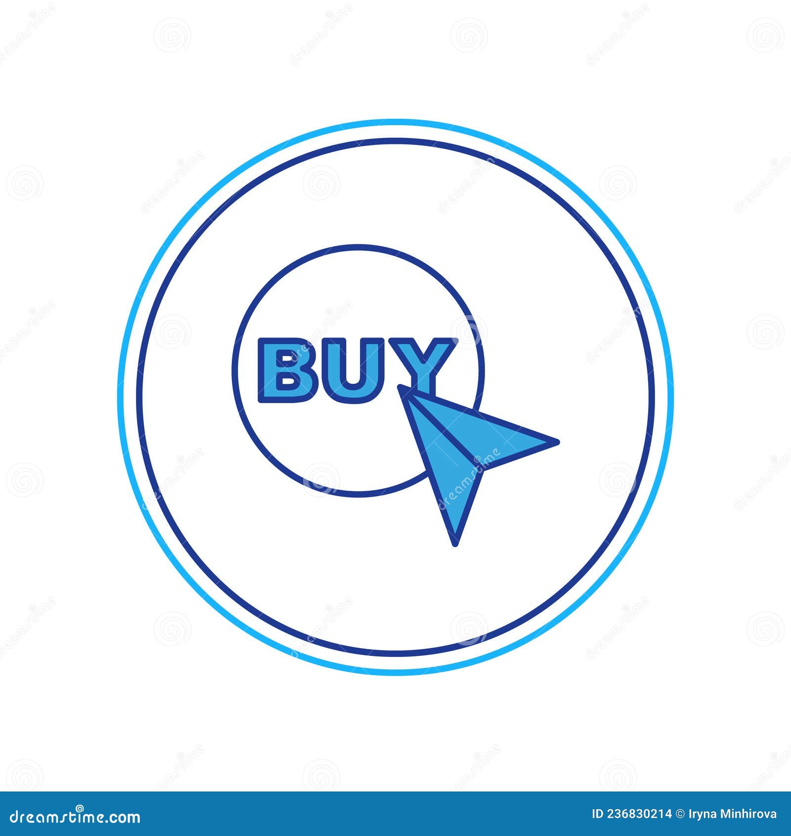 Filled Outline Buy Button Icon Isolated on White Background. Vector ...