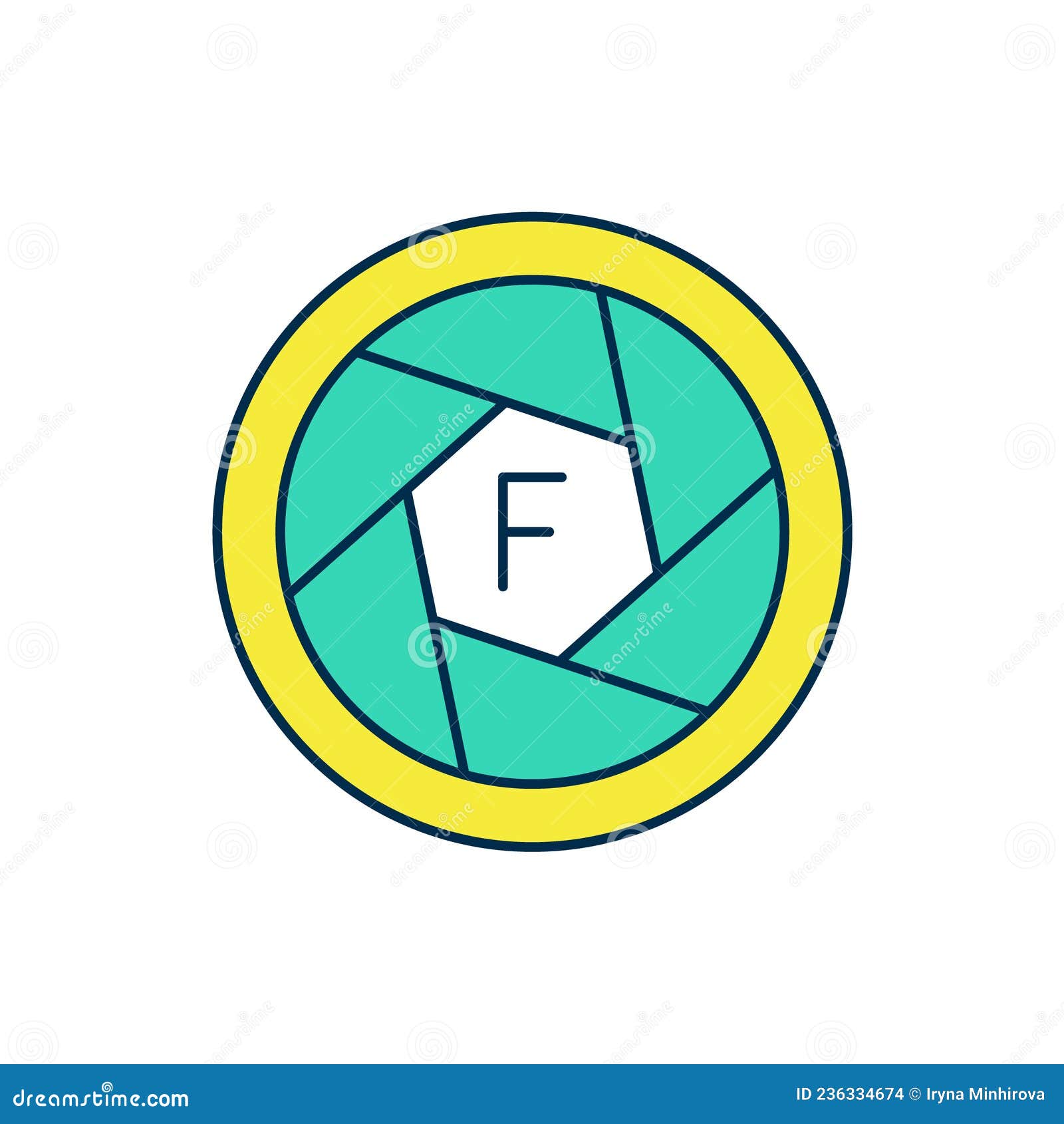 Filled Outline Camera Shutter Icon Isolated on White Background. Vector ...