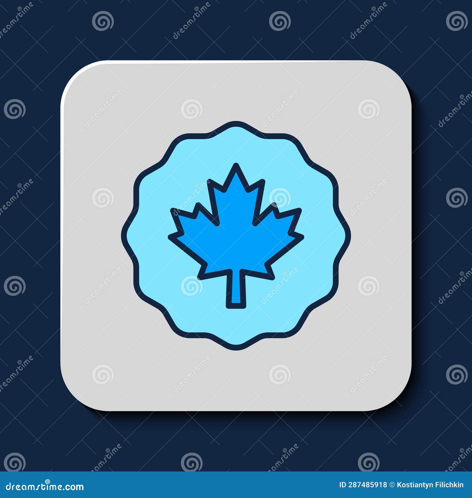 Filled Outline Canadian Maple Leaf Icon Isolated on Blue Background. Canada Symbol Maple Leaf ...