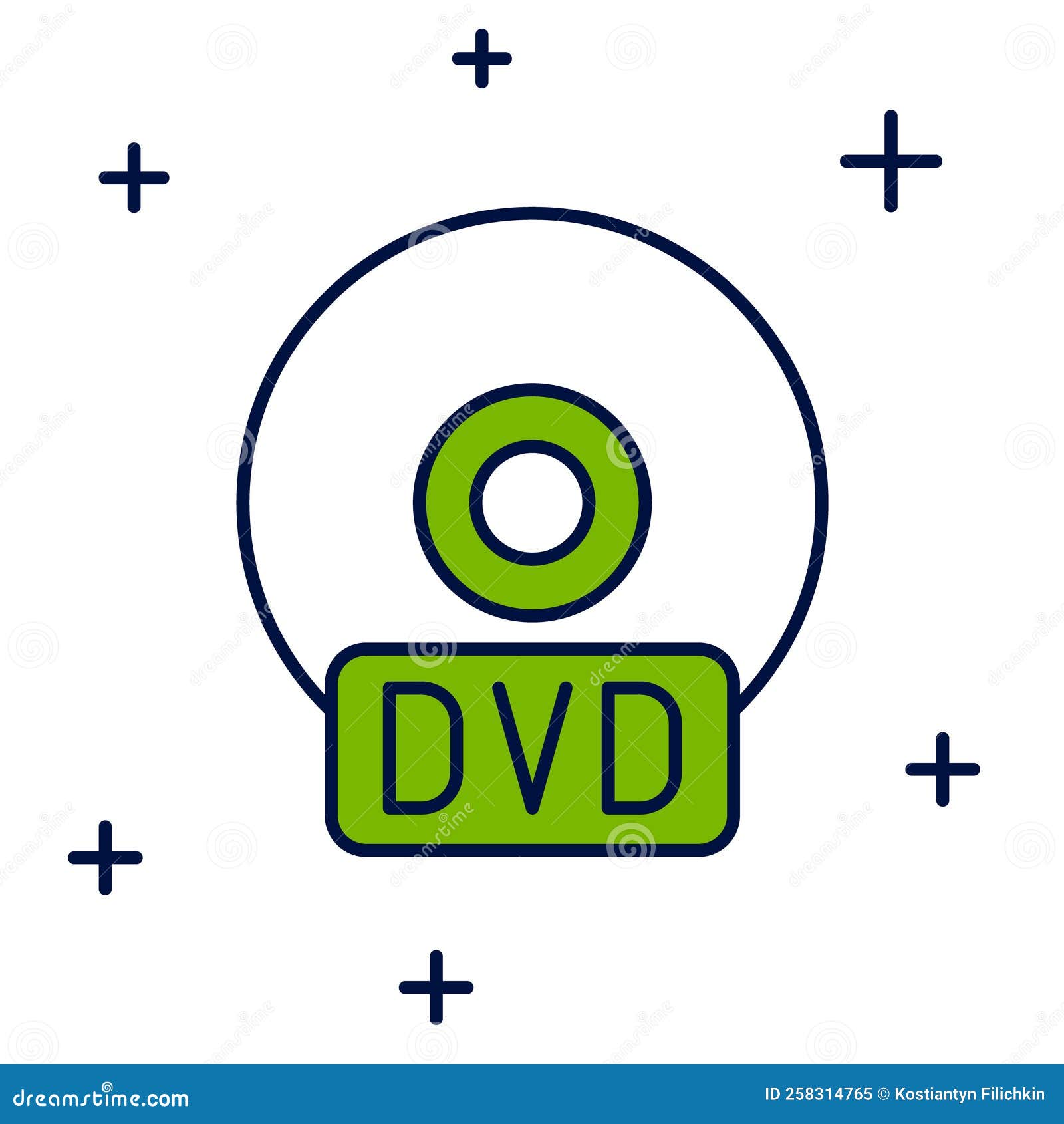 Filled Outline CD or DVD Disk Icon Isolated on White Background ...