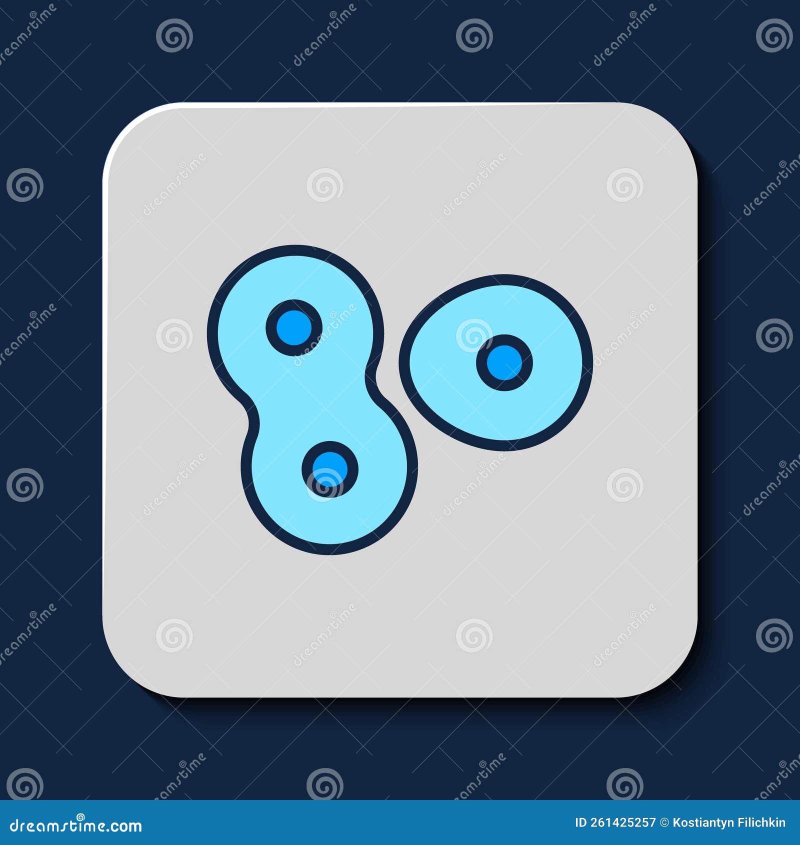 Filled Outline Cell Division Process Icon Isolated on Blue Background ...
