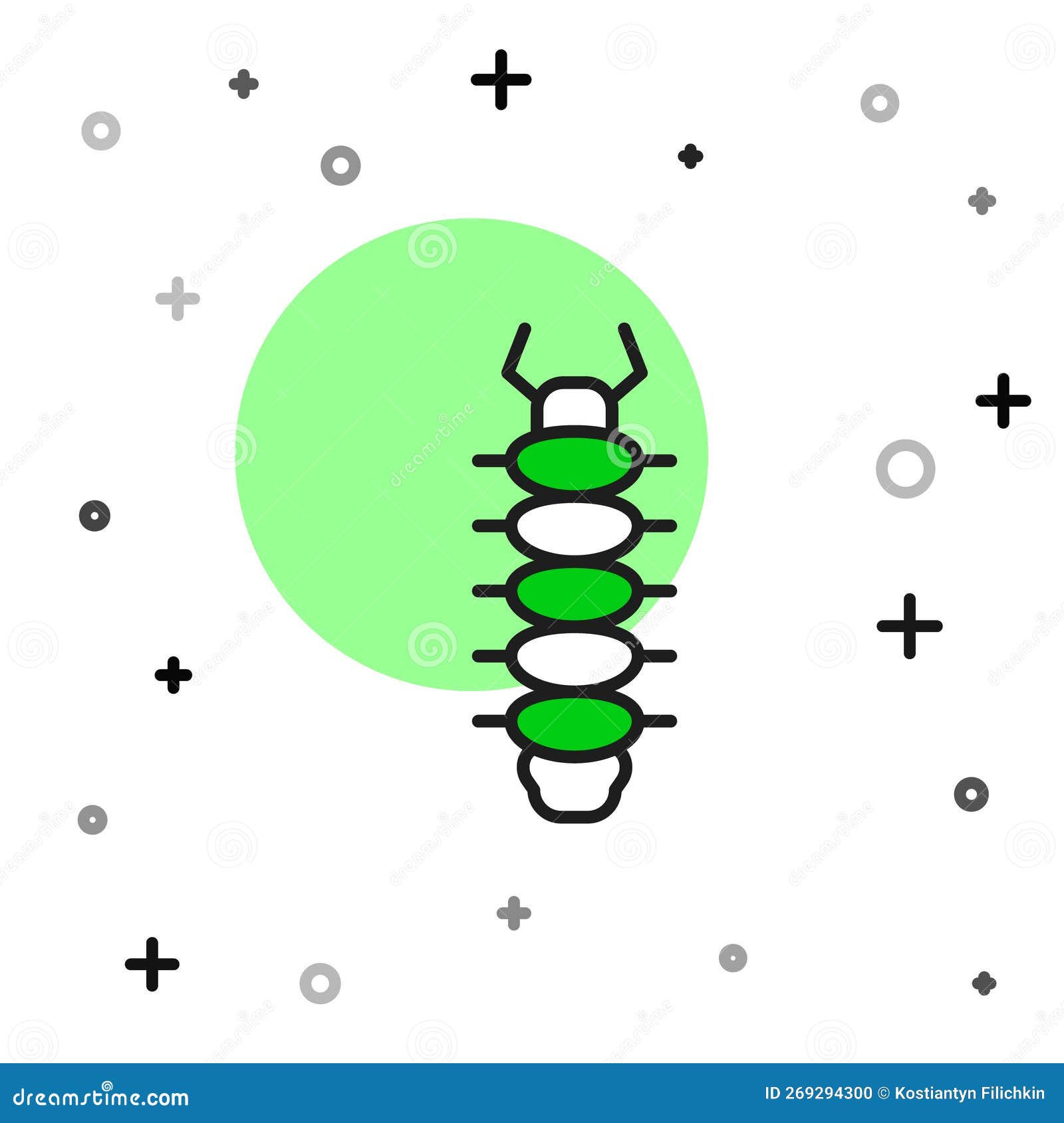 Filled Outline Centipede Insect Icon Isolated on White Background. Vector Stock Vector ...