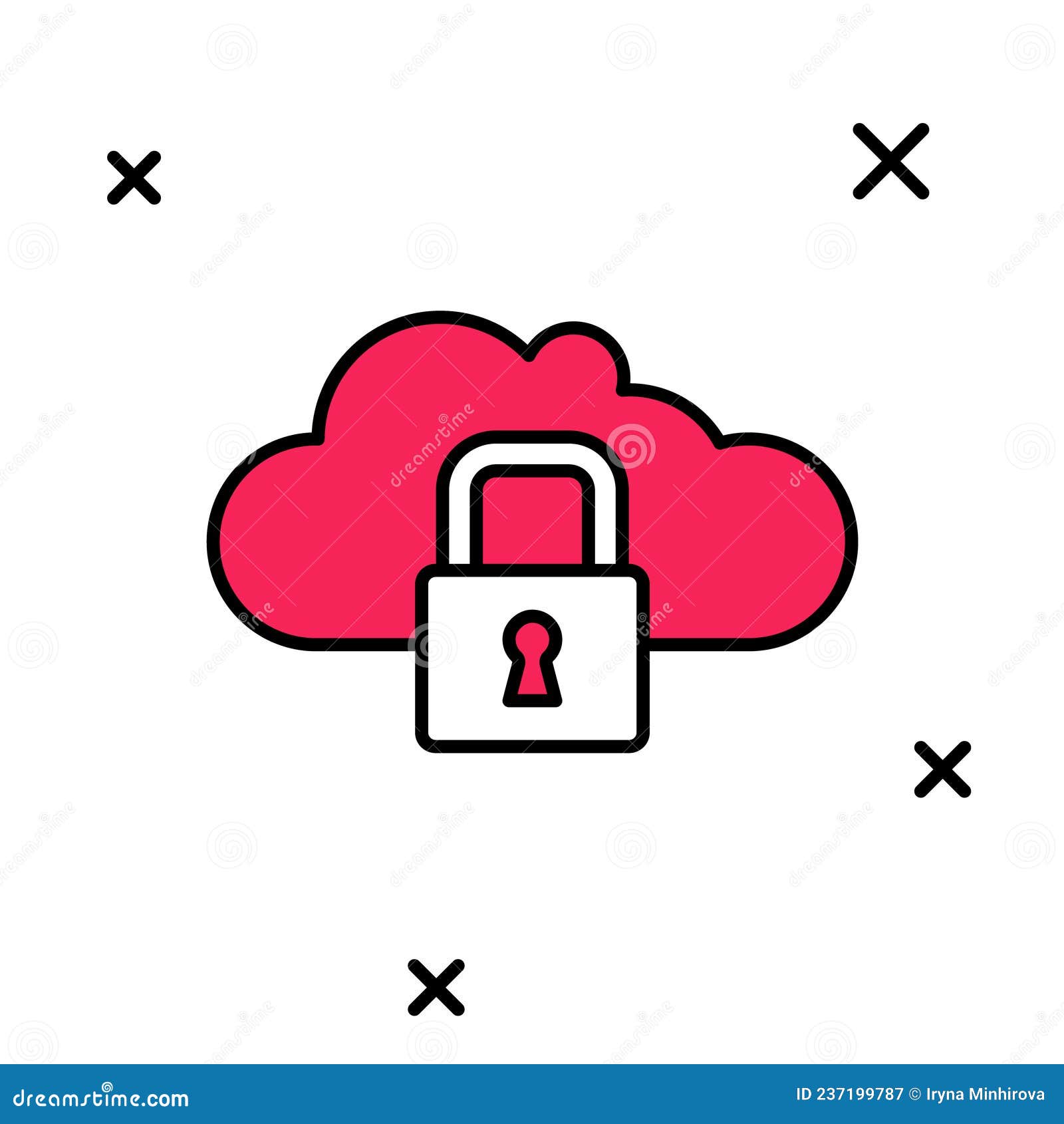 Filled Outline Cloud Computing Lock Icon Isolated on White Background. Security, Safety ...