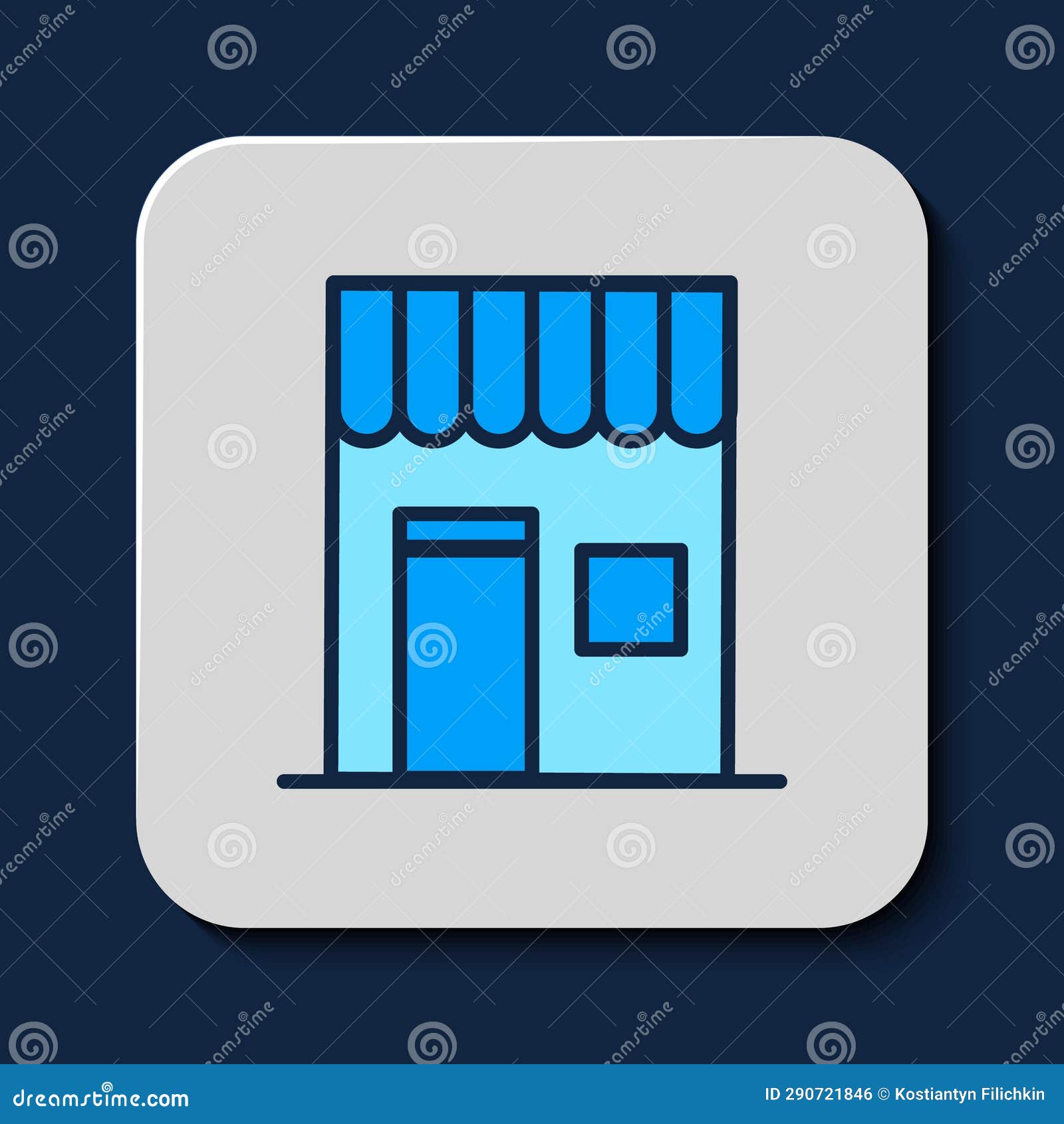 Filled Outline Coffee Shop Icon Isolated on Blue Background. Vector ...