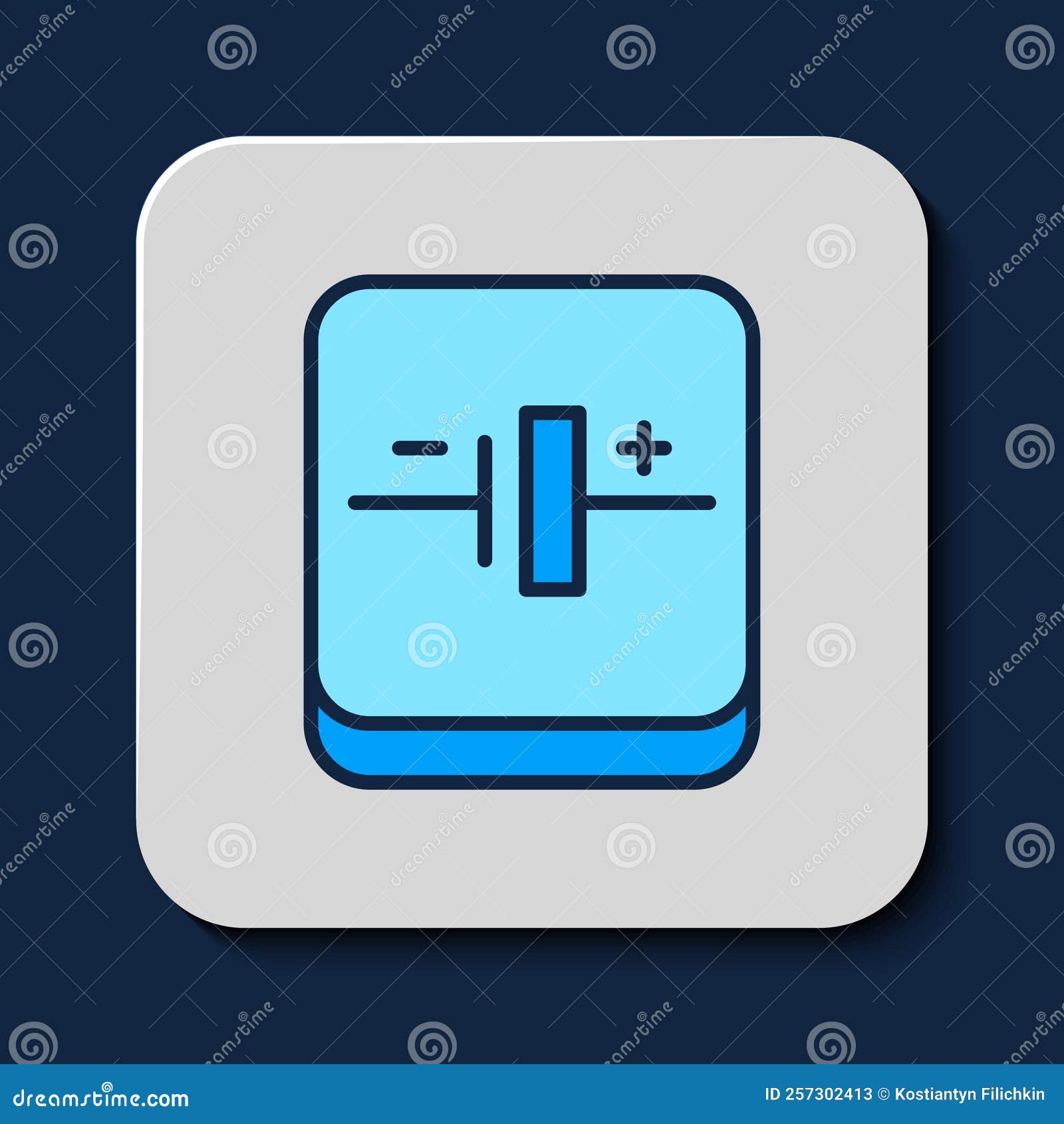 Filled Outline DC Voltage Source Icon Isolated on Blue Background ...