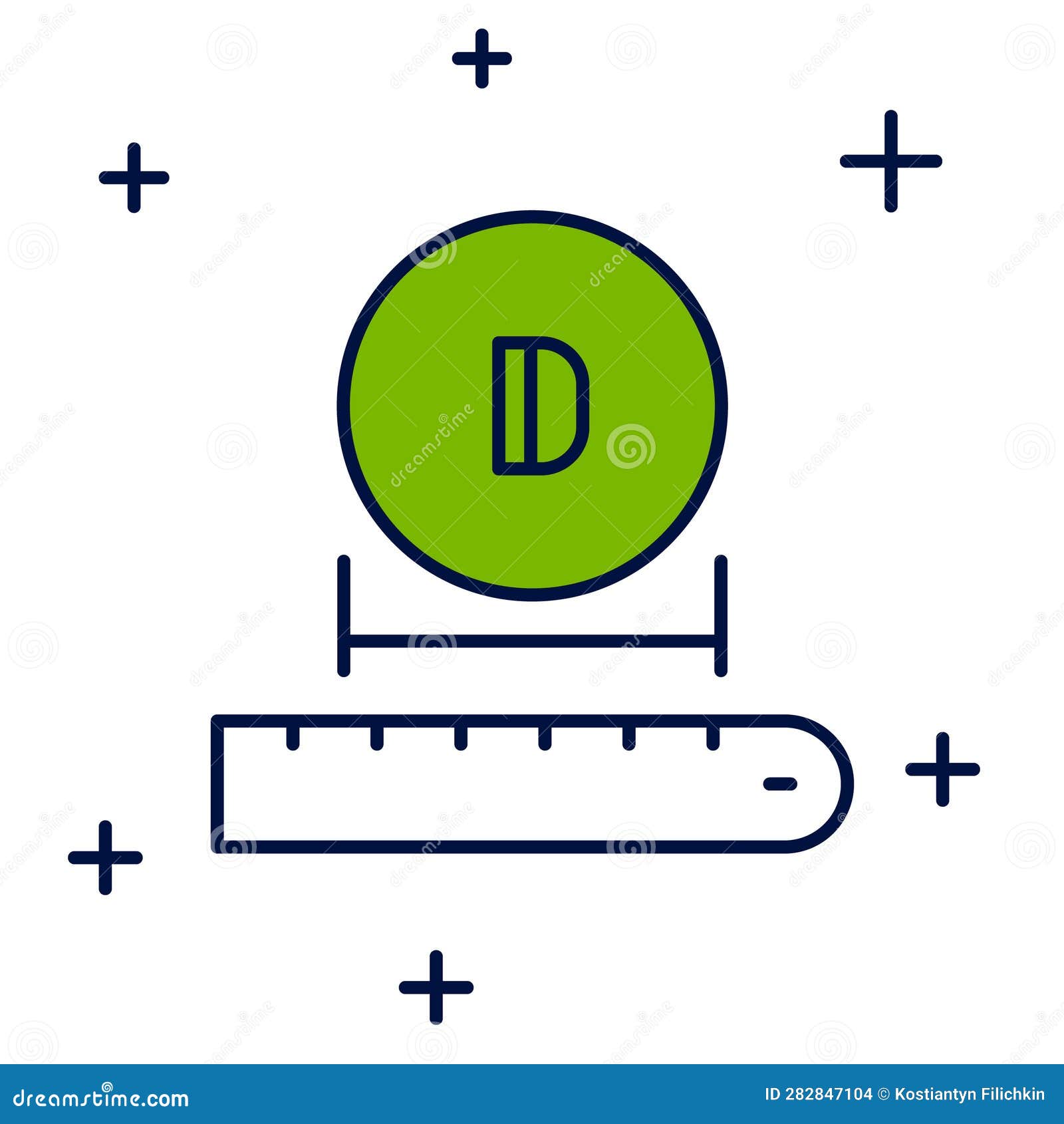 Filled Outline Diameter Icon Isolated on White Background. Vector Stock ...