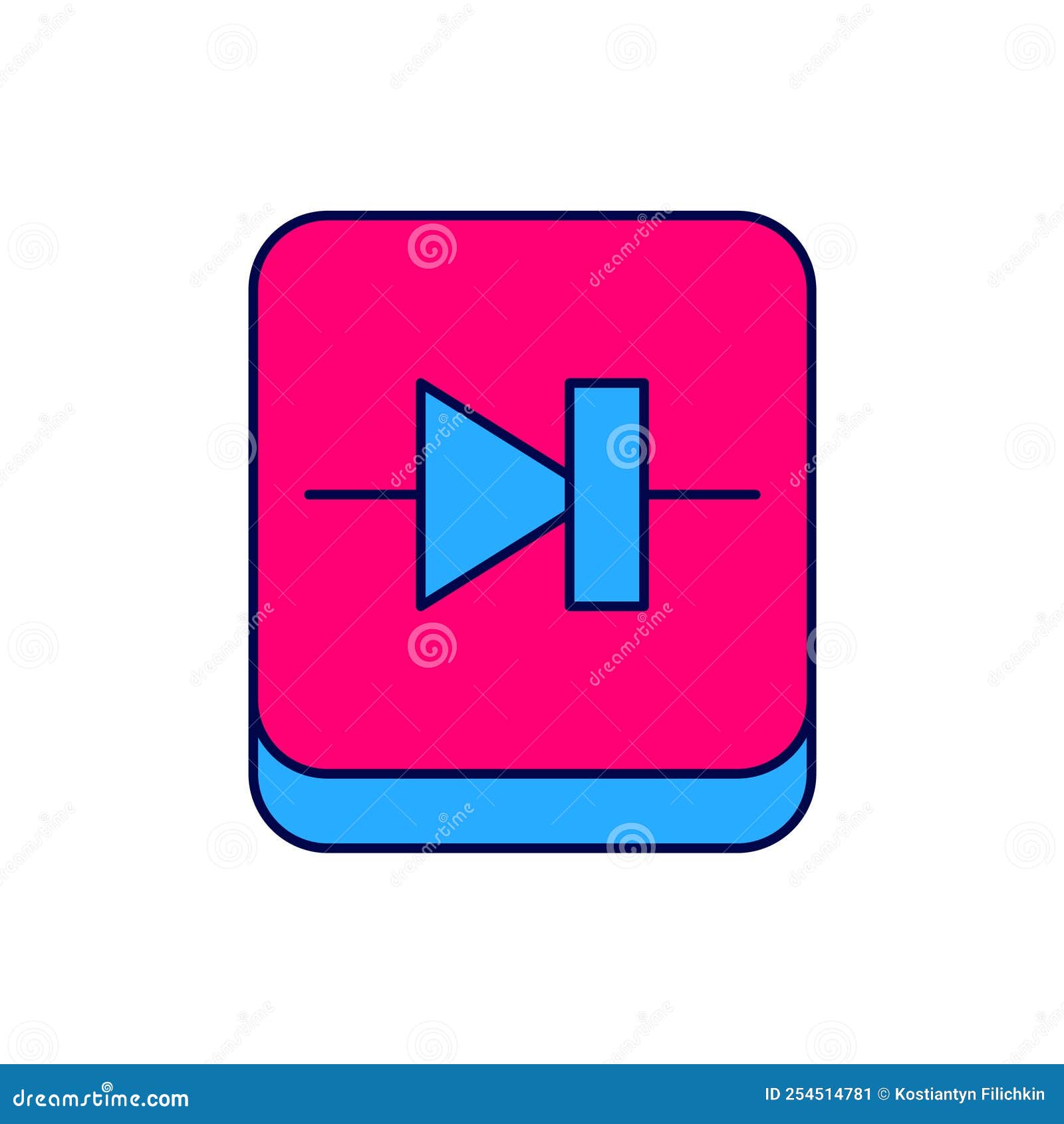 Filled Outline Diode in Electronic Circuit Icon Isolated on White ...