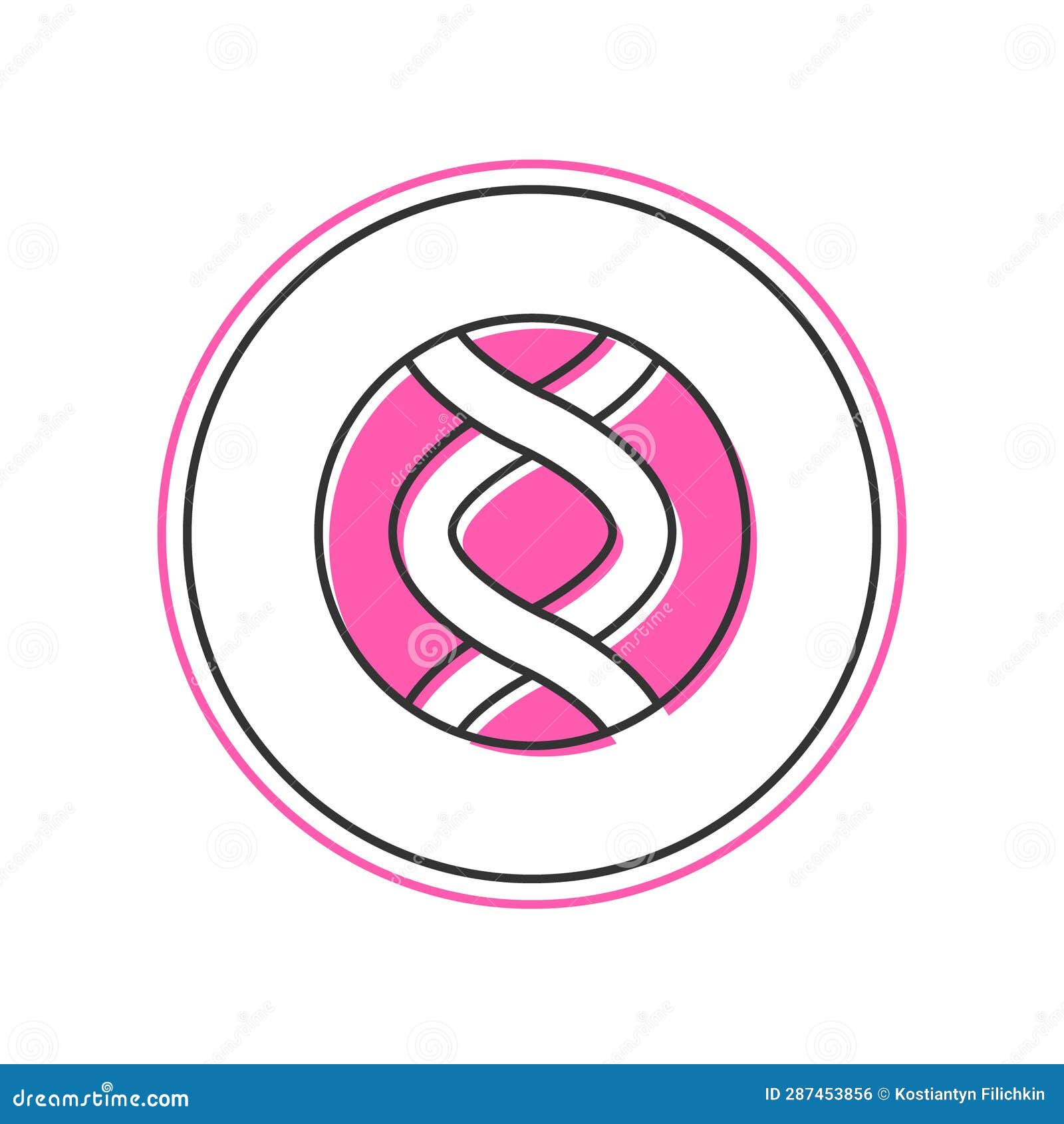 Filled Outline DNA Symbol Icon Isolated on White Background. Genetic ...