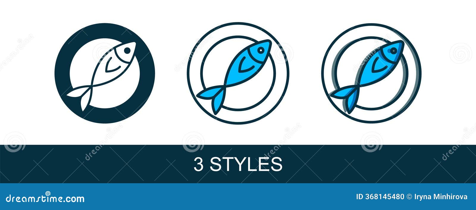 Dried Fish Icon Thin Line Illustration Set | CartoonDealer.com #330117606