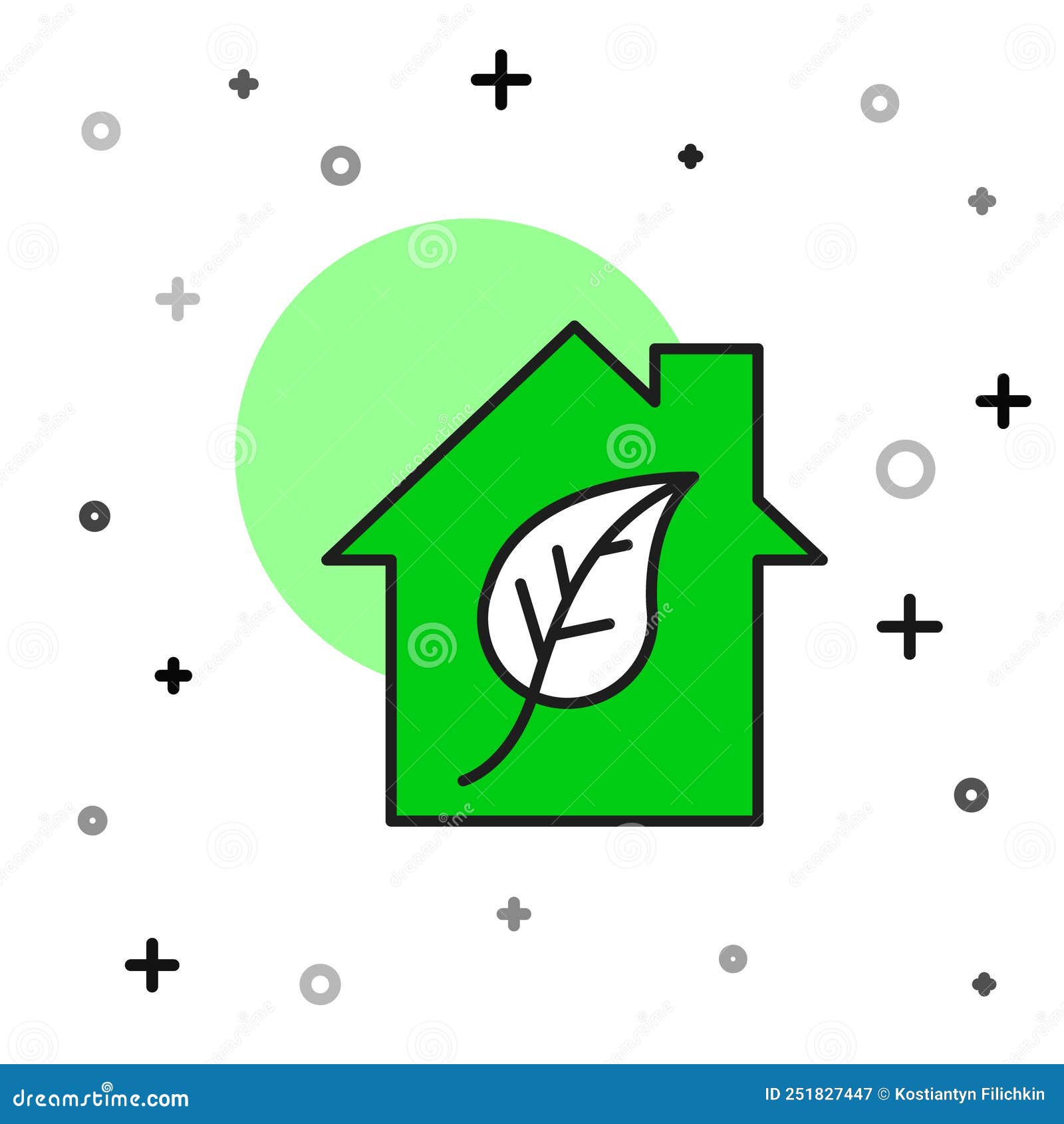 Filled Outline Eco Friendly House Icon Isolated on White Background ...