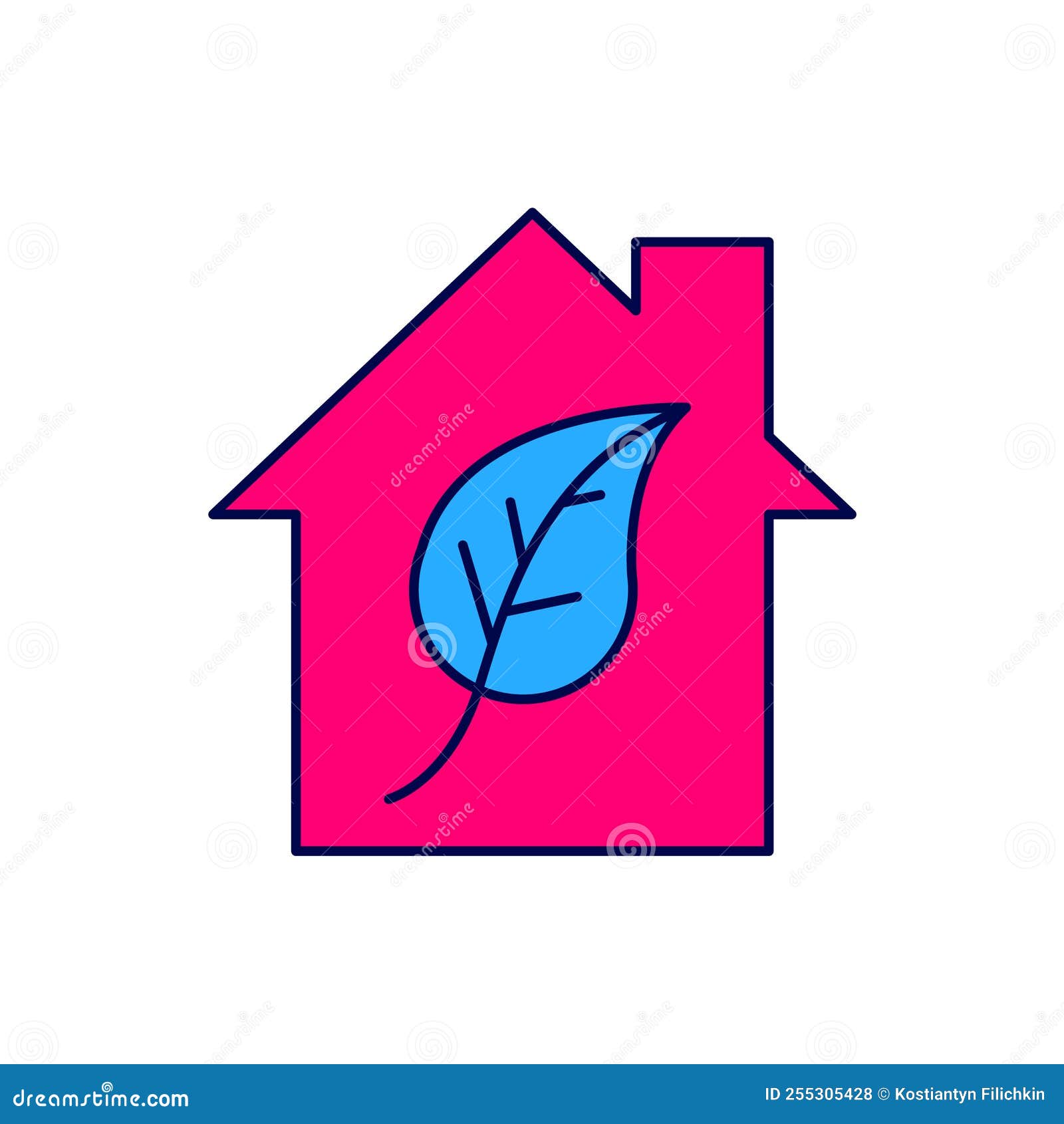 Filled Outline Eco Friendly House Icon Isolated on White Background ...