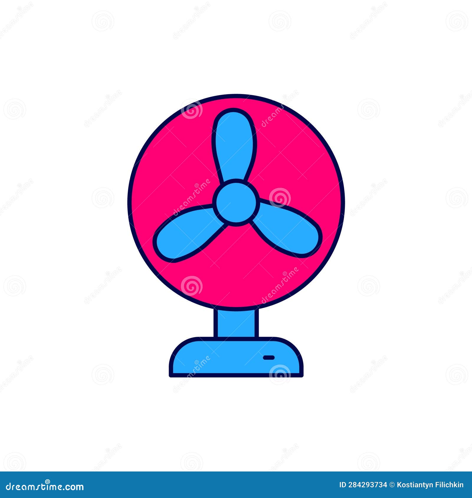 Filled Outline Electric Fan Icon Isolated on White Background. Vector ...