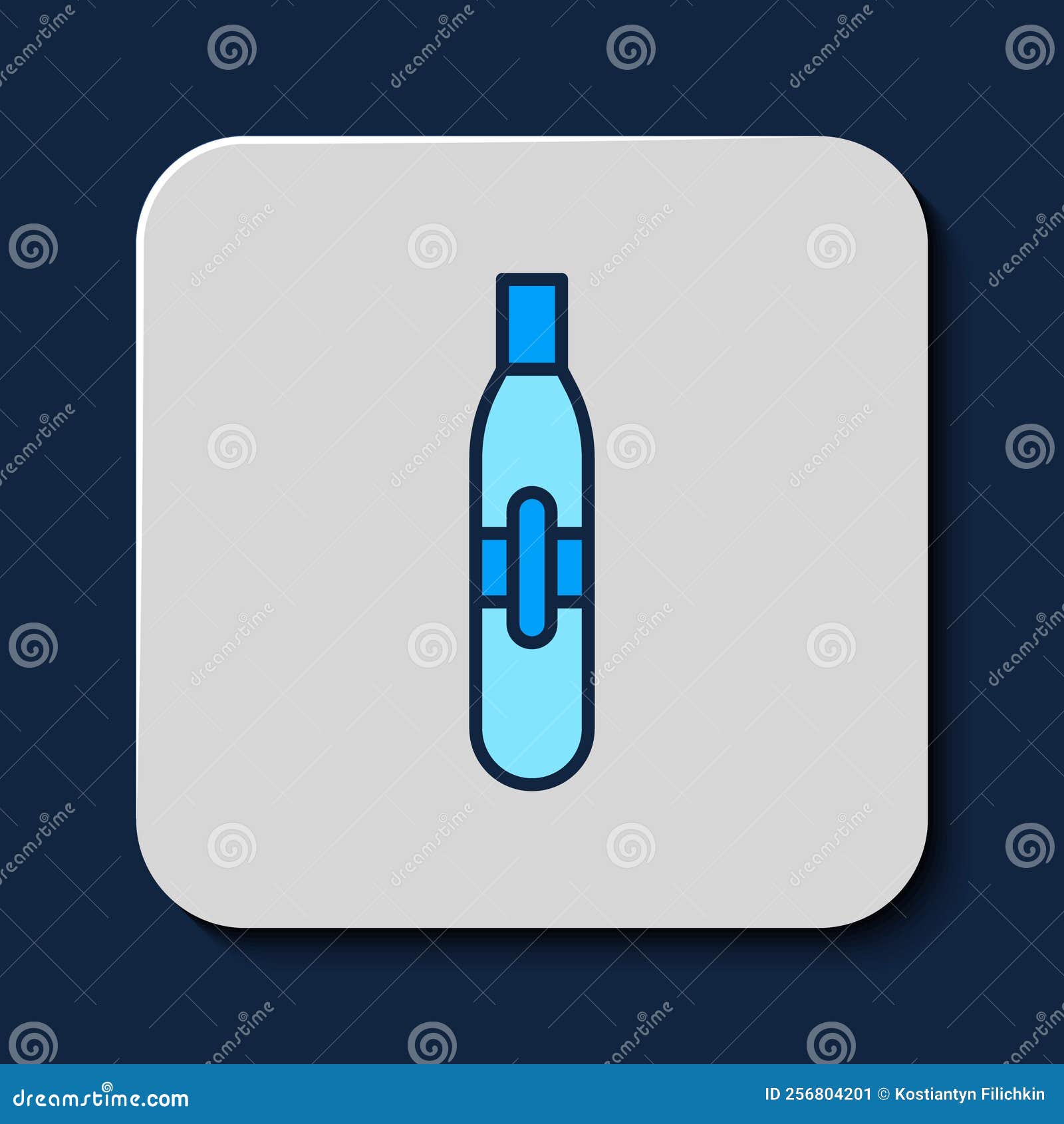 Filled Outline Electronic Cigarette Icon Isolated on Blue Background ...
