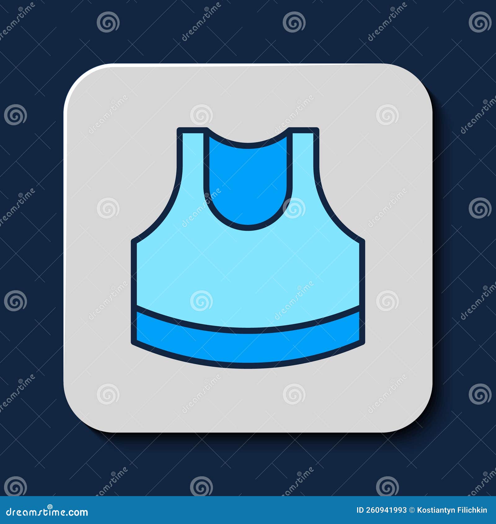 Filled Outline Female Crop Top Icon Isolated on Blue Background ...