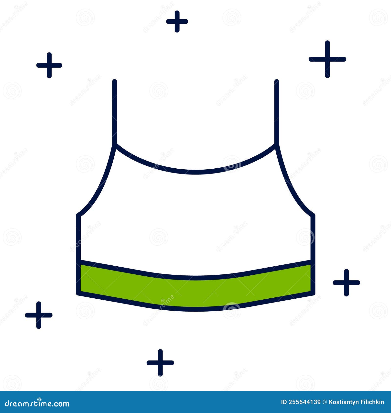 Filled Outline Female Crop Top Icon Isolated on White Background ...