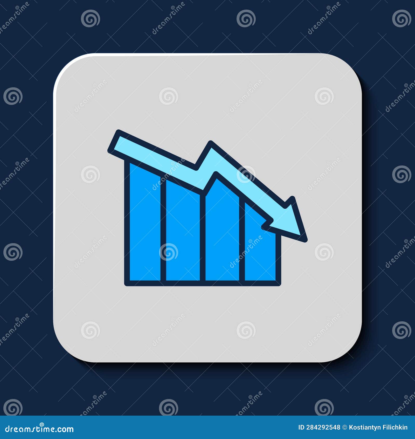 Filled Outline Financial Growth Decrease Icon Isolated on Blue Background. Increasing Revenue ...