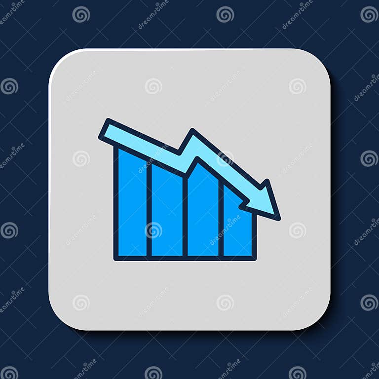 Filled Outline Financial Growth Decrease Icon Isolated on Blue Background. Increasing Revenue ...