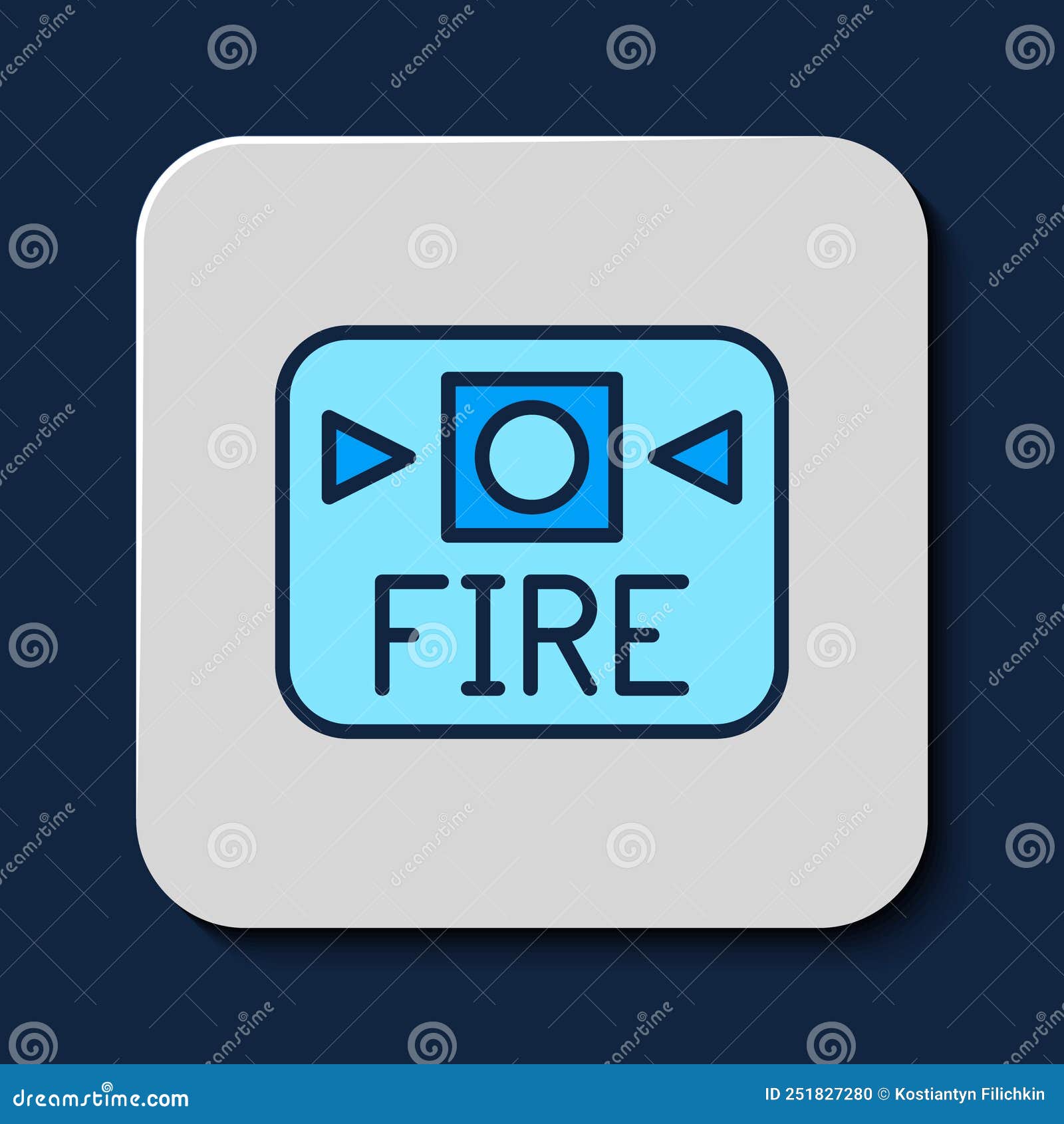 Filled Outline Fire Alarm System Icon Isolated on Blue Background. Pull ...