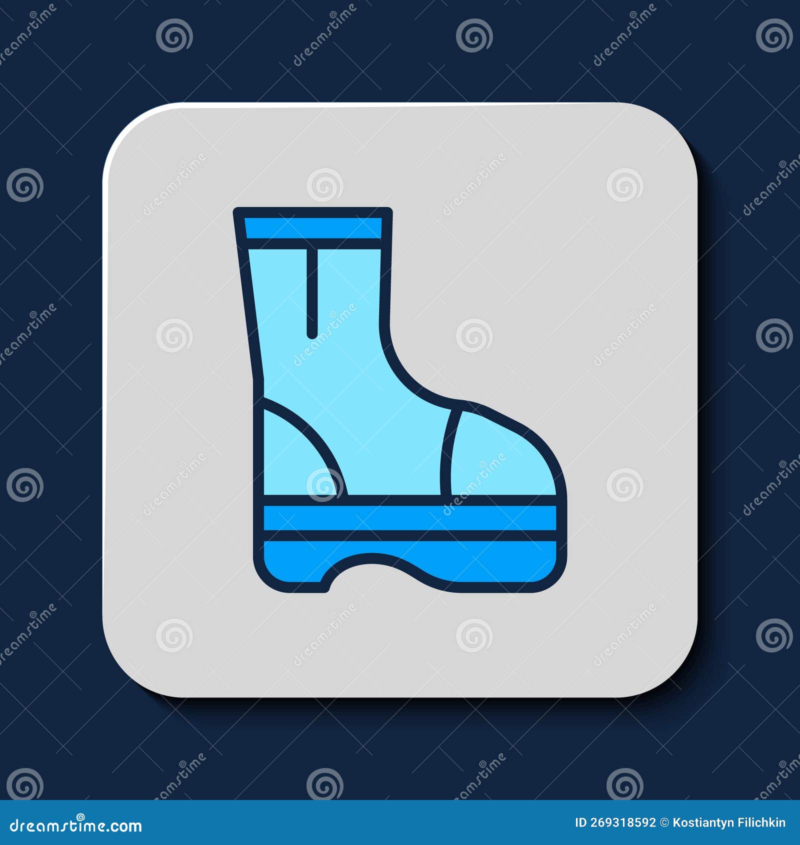 Filled Outline Fire Boots Icon Isolated on Blue Background. Vector ...