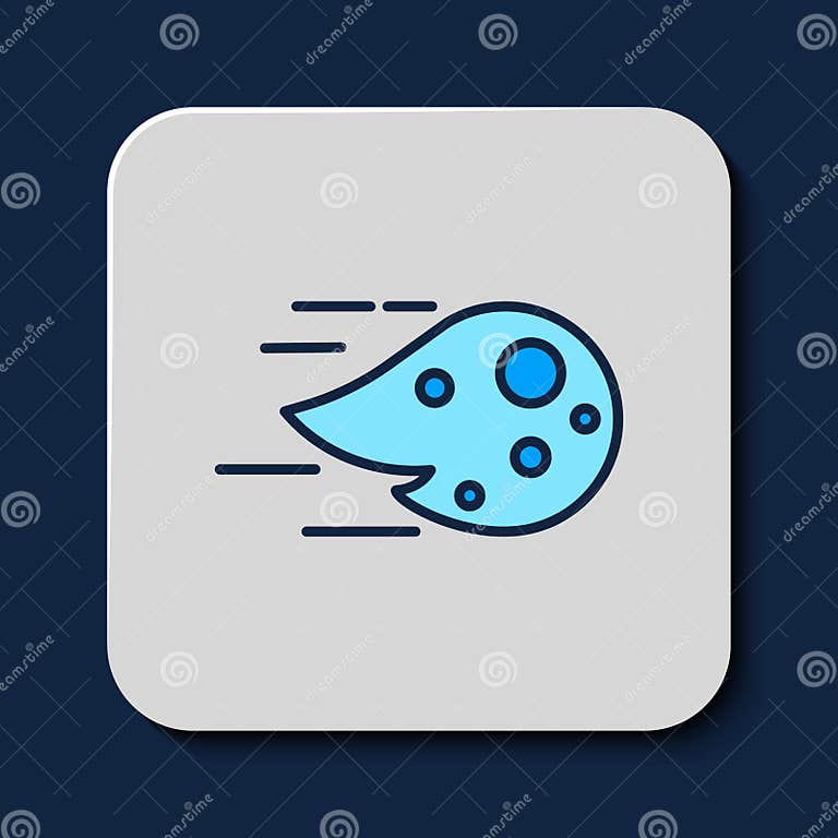 Filled Outline Fireball Icon Isolated on Blue Background. Vector Stock ...