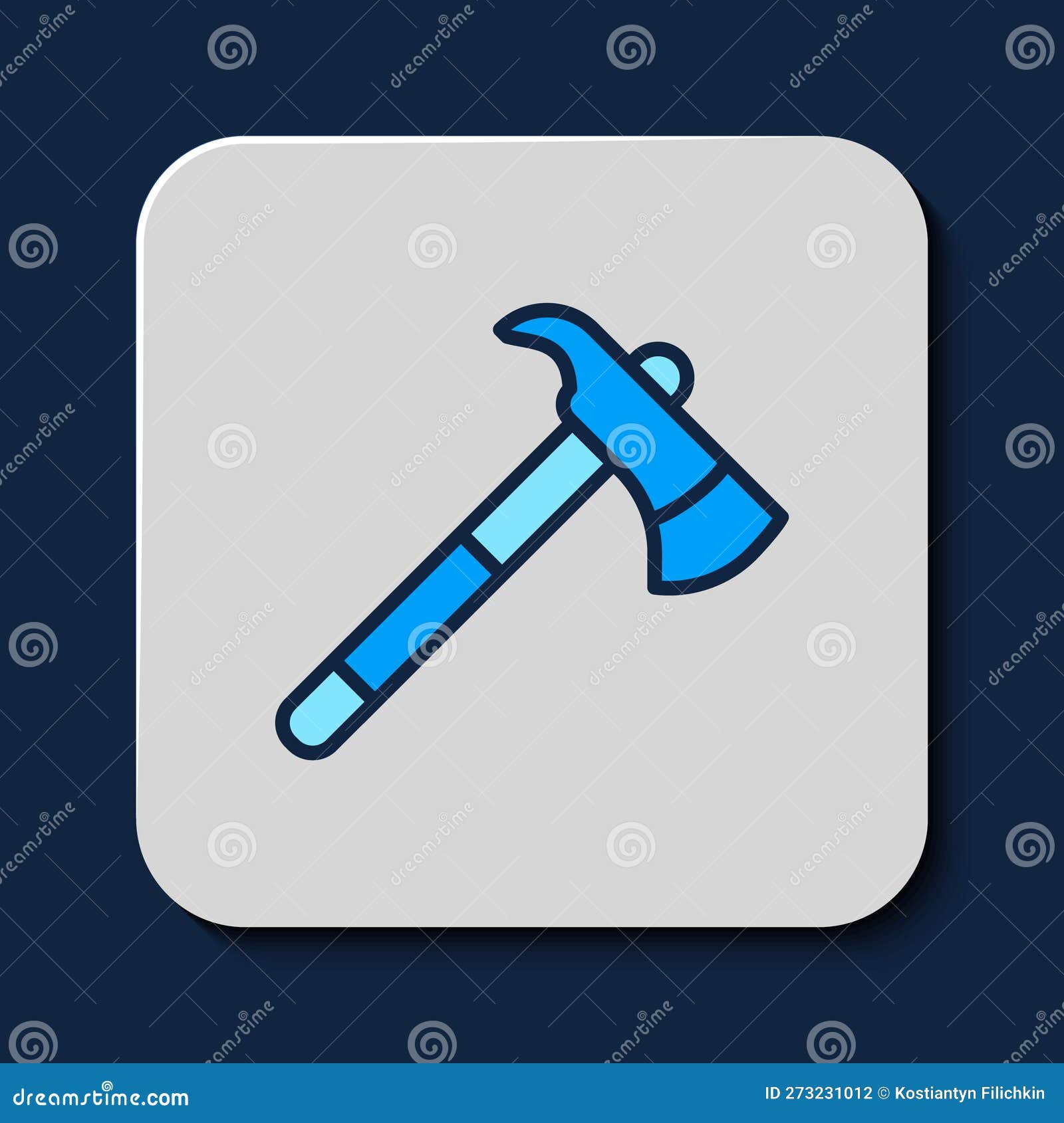 Filled Outline Firefighter Axe Icon Isolated on Blue Background. Fire ...